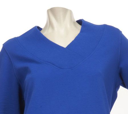 Denim & Co. Long Sleeve Crossover V-Neck Top - QVC.com