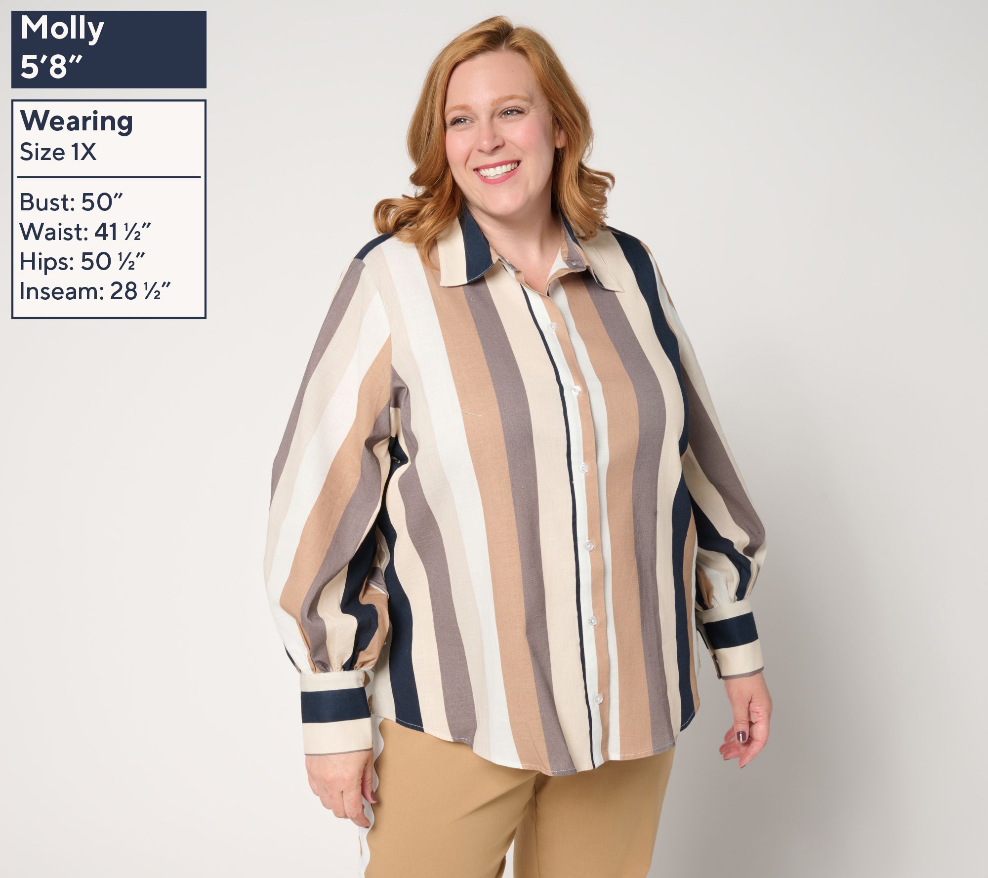 by Stacy London Regular Stretch Cotton Blouson Sleeve Shirt - QVC.com