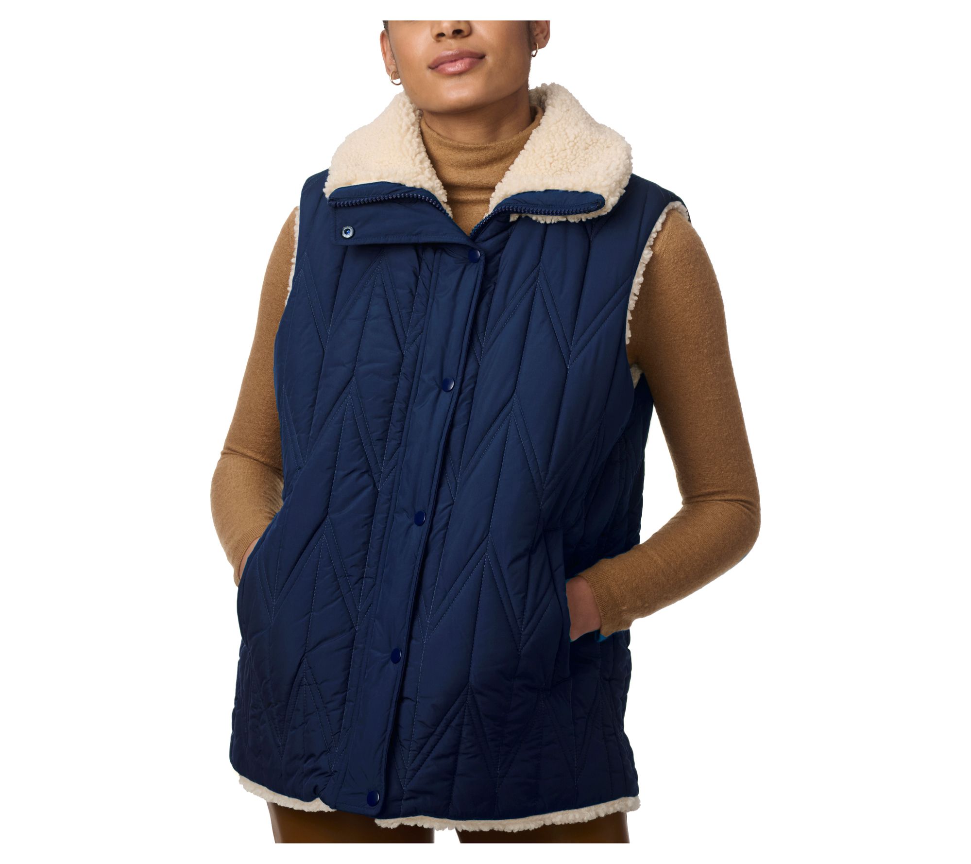 Bernardo Dual Charm Reversible Sherpa Liner Vest - QVC.com