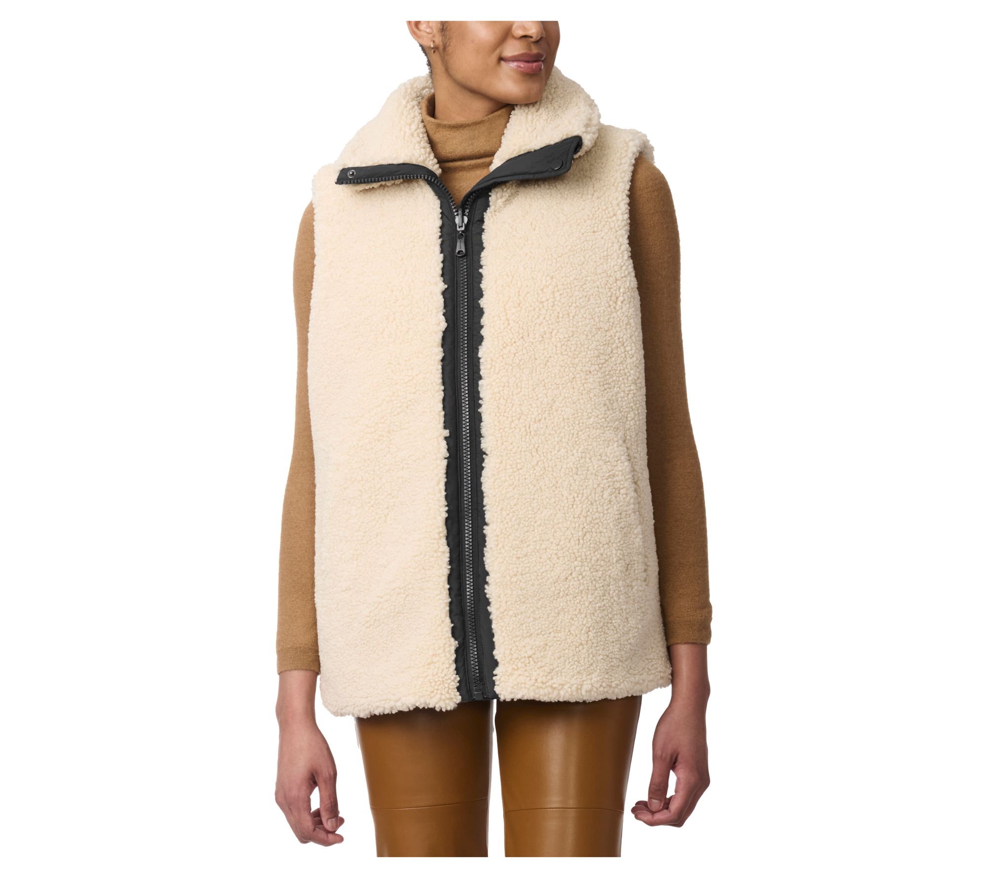Bernardo Dual Charm Reversible Sherpa Liner Vest - QVC.com