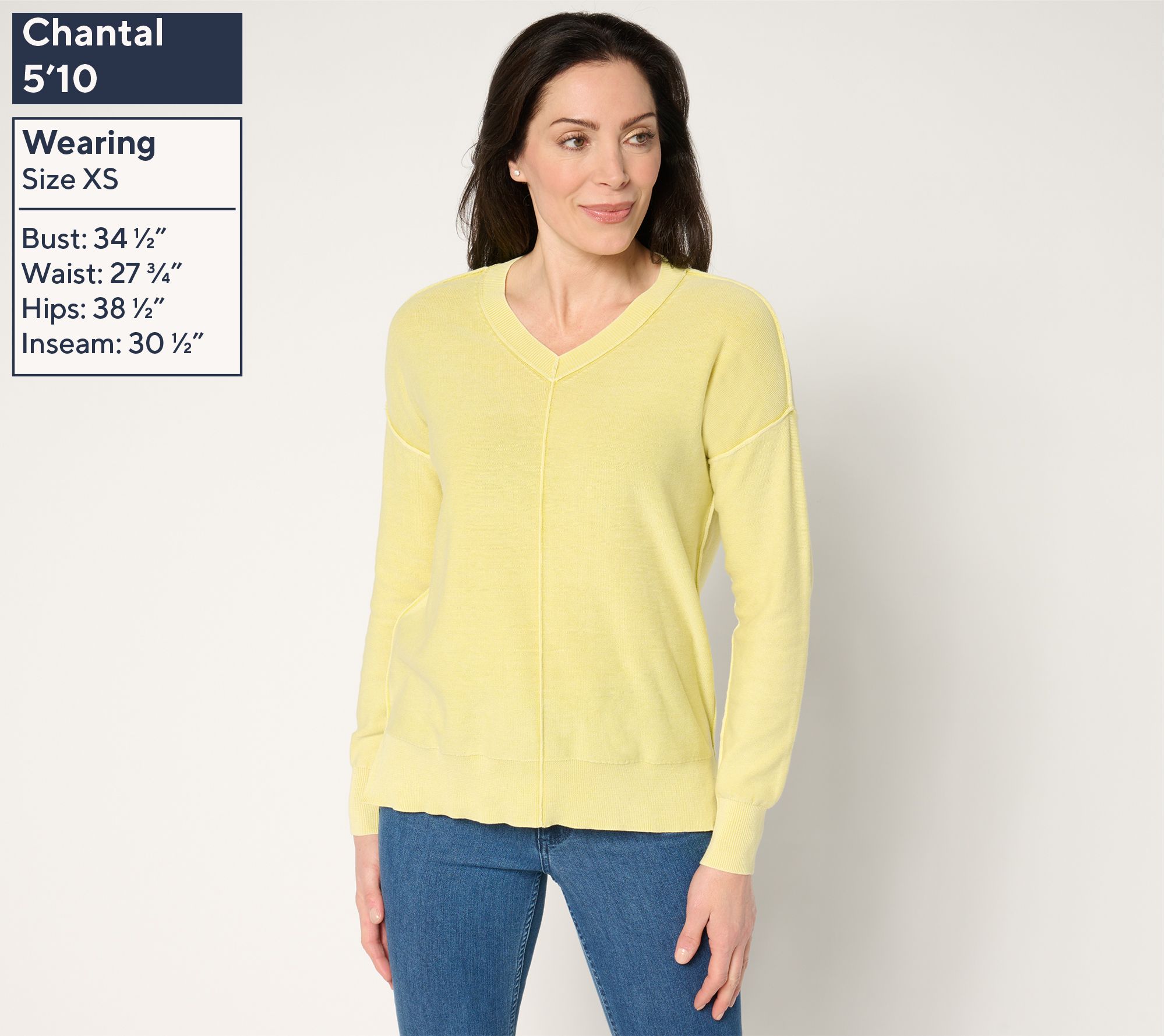 "As Is" Attitudes by Renee V-Neck Sweater with Wash Effect - QVC.com