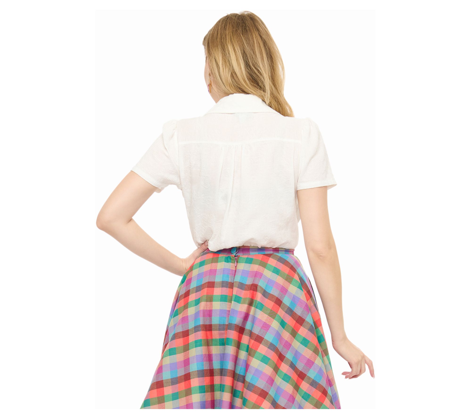 Unique Vintage 1940s White Jacquard Notched Collar Blouse - QVC.com