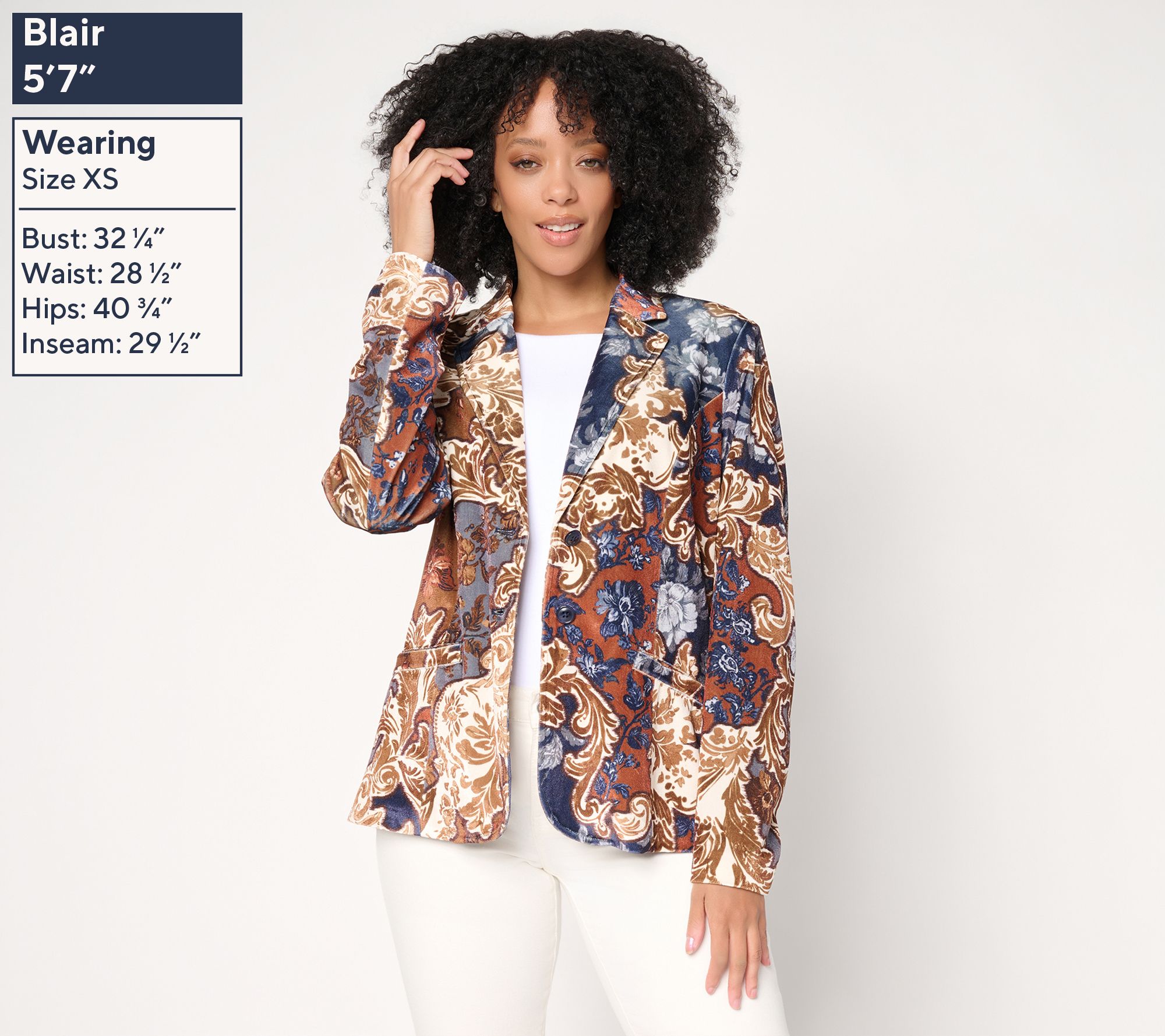 BEAUTIFUL by Lawrence Zarian The Tracey Velveteen Printed Blazer - QVC.com