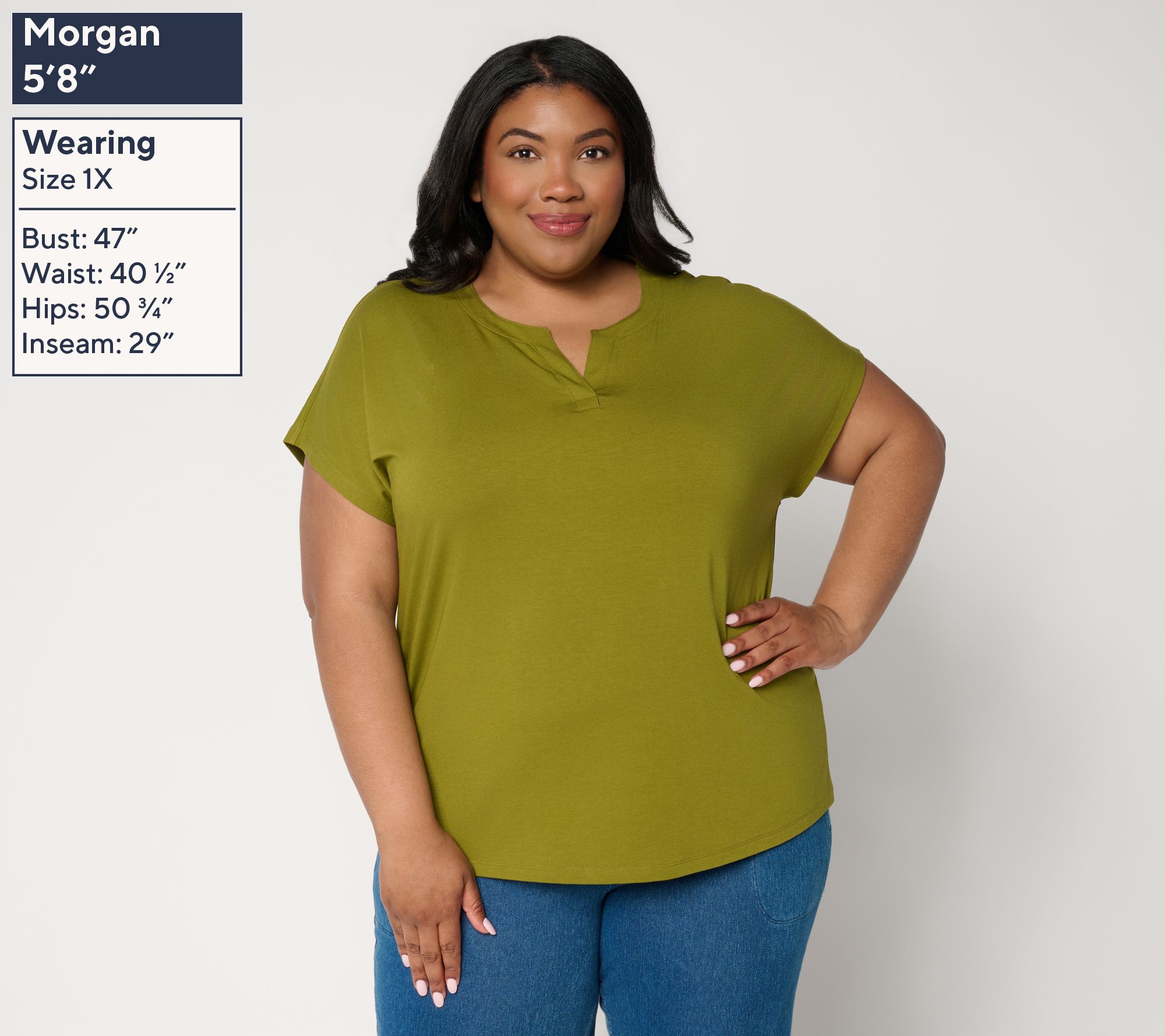 Denim & Co. Favorite Jersey Dolman Sleeve Split Neck Top - QVC.com
