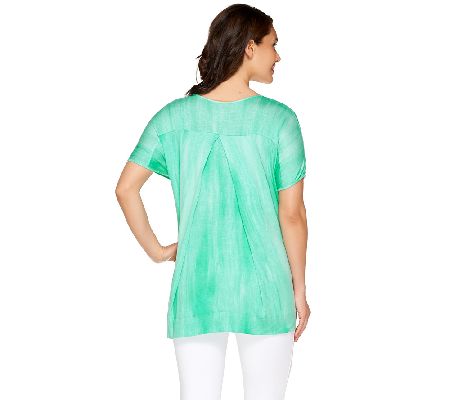 Lisa Rinna Collection Petite Printed Top with Neckline Detail - QVC.com