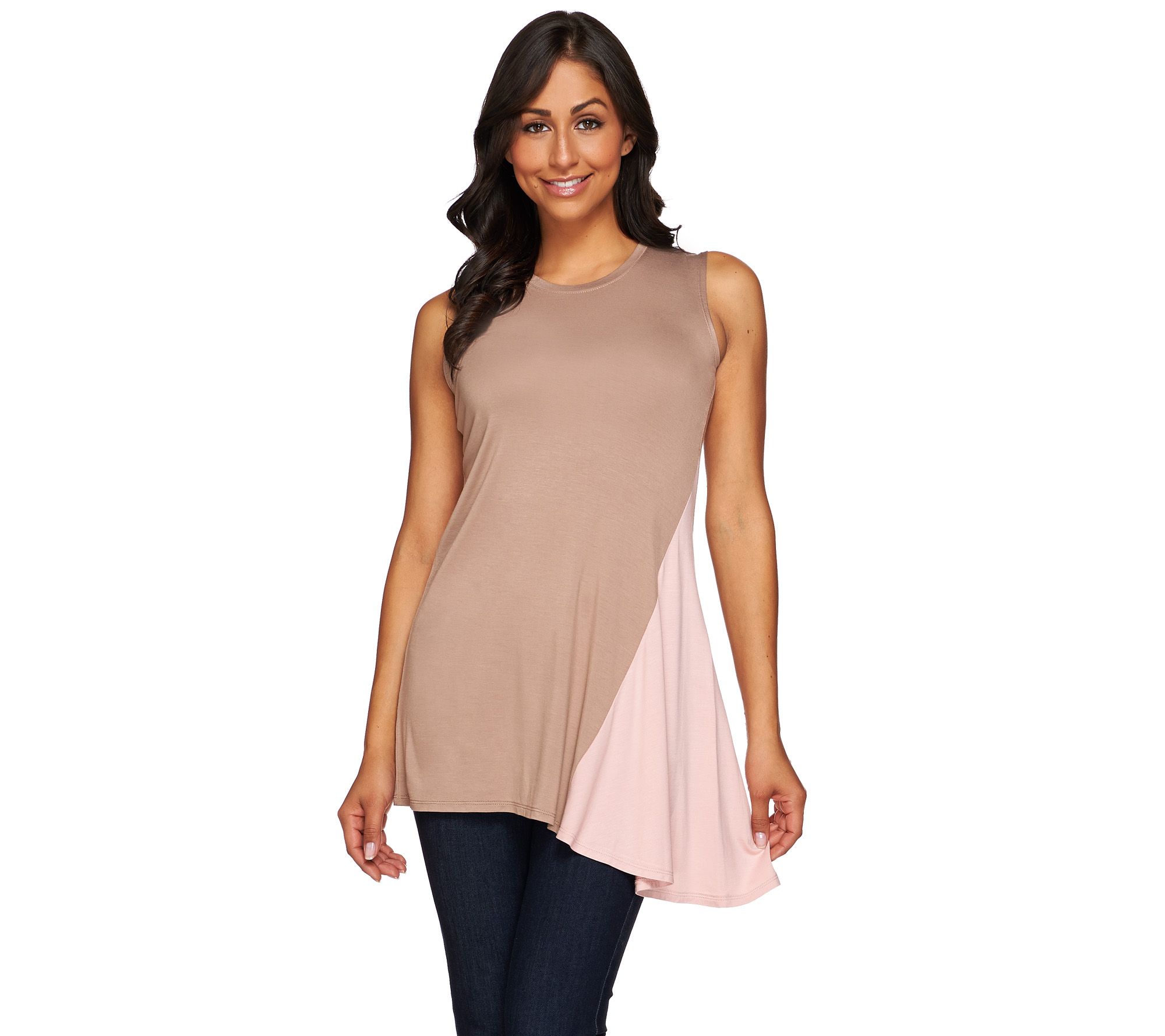 LOGO Layers by Lori Goldstein Color-Block Knit Tank with Asymmetric Hem ...