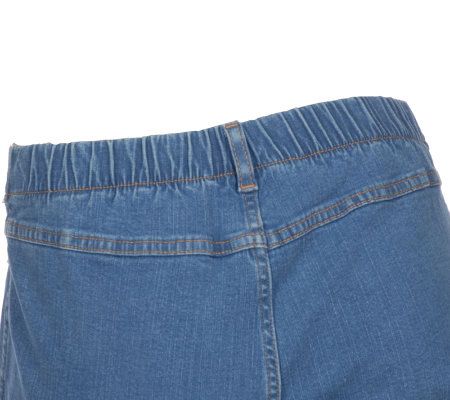Denim & Co. Modern Waist Rain Wash Petite Stretch FlatFront Jeans - QVC.com