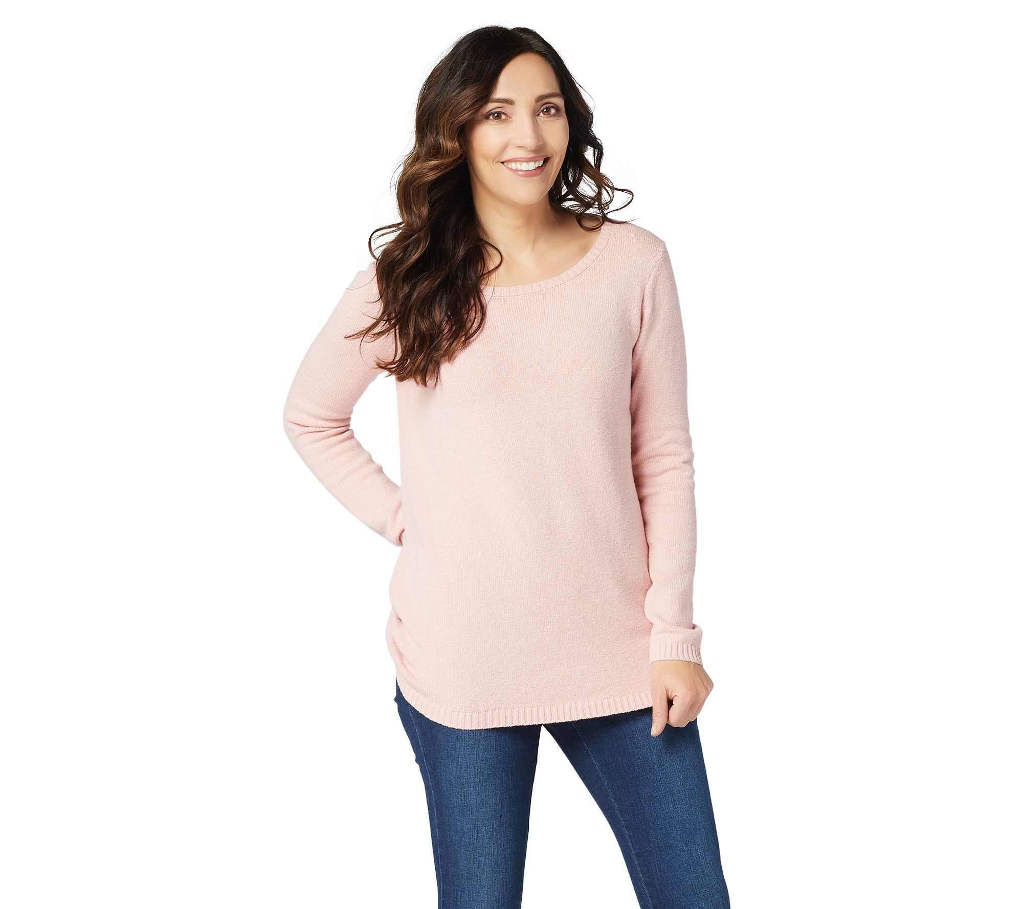 (QVC) Q2 -Du Jour Long Sleeve Sweater Tunic with Knot Back Detail ...