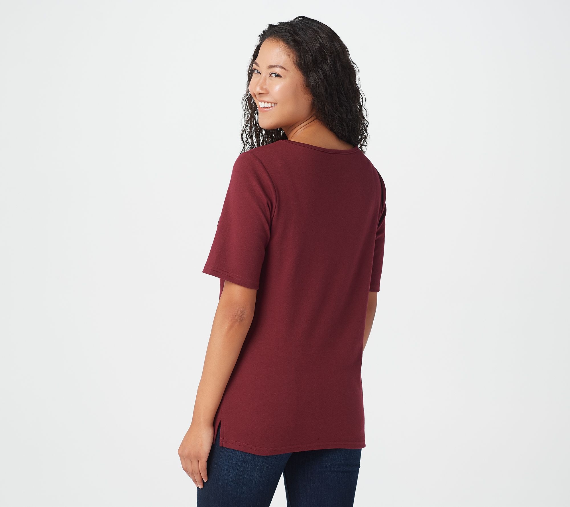 "As Is" Quacker Factory Set of Two T-Shirts w/ Sequin Flip Mini Pocket ...