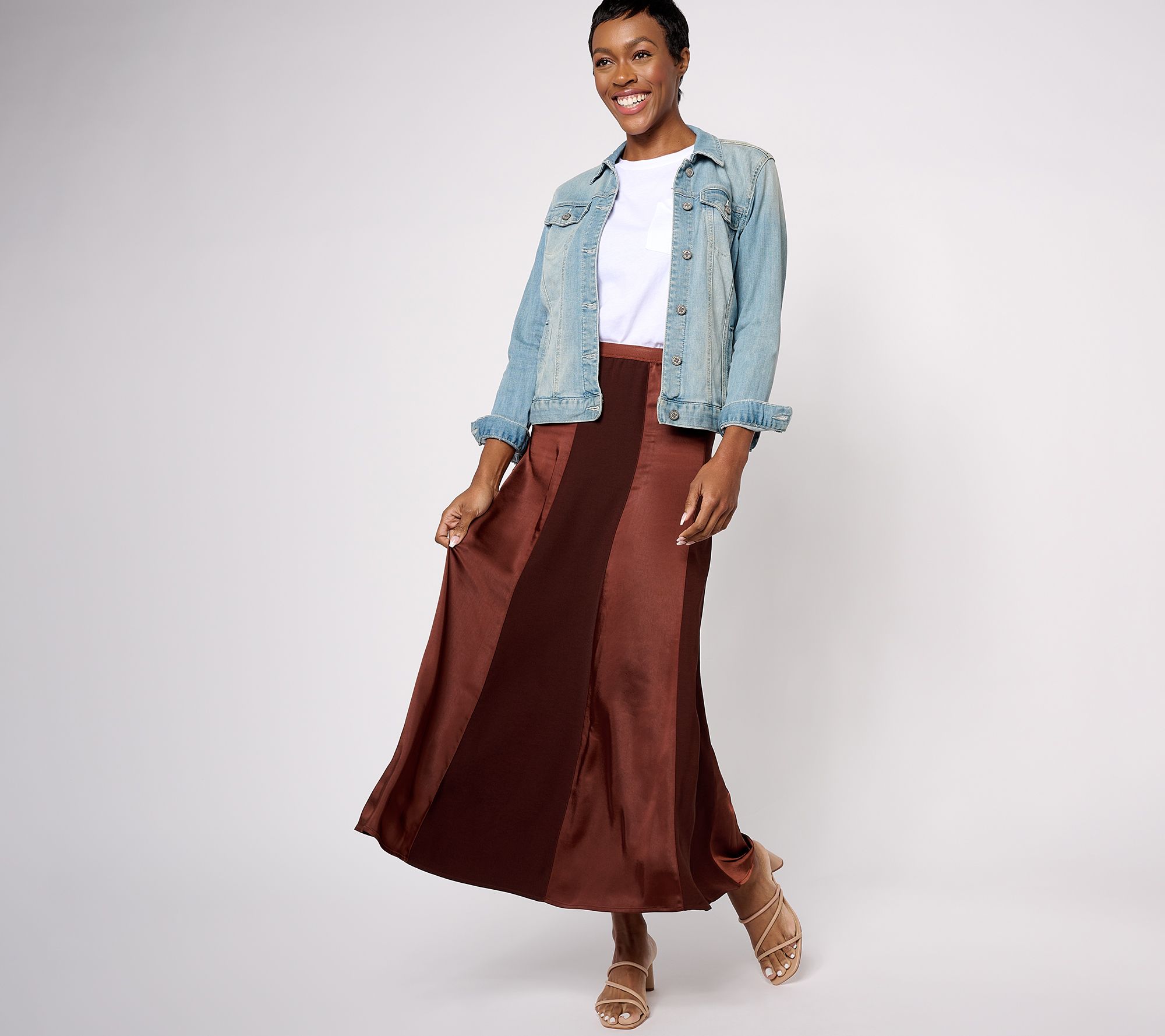 "As Is" Peace Love World Black Label Regular Satin Skirt - QVC.com