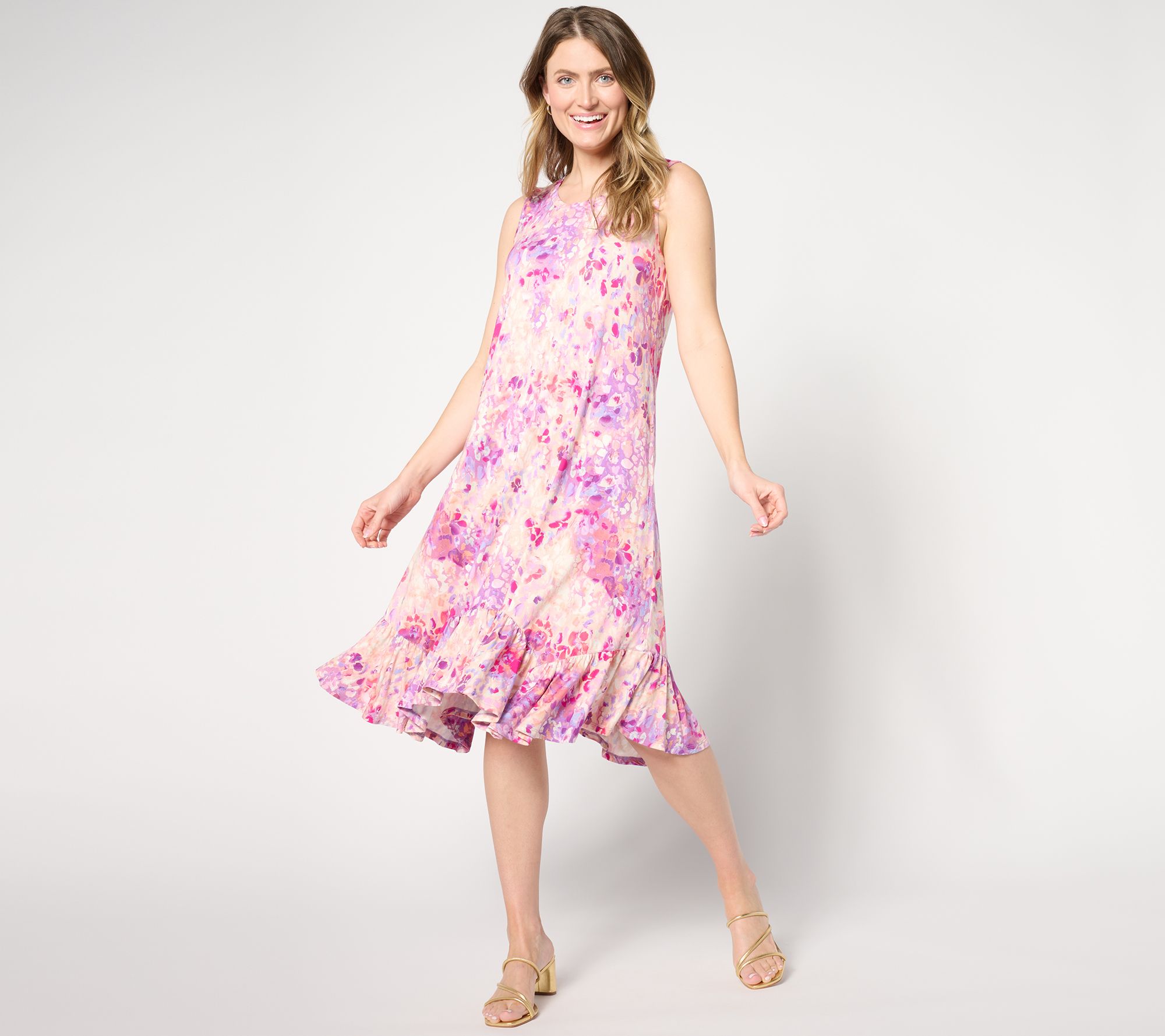 "As Is" LOGO by Lori Goldstein Regular Rayon 230 Ruffle Hem Tank Dress ...