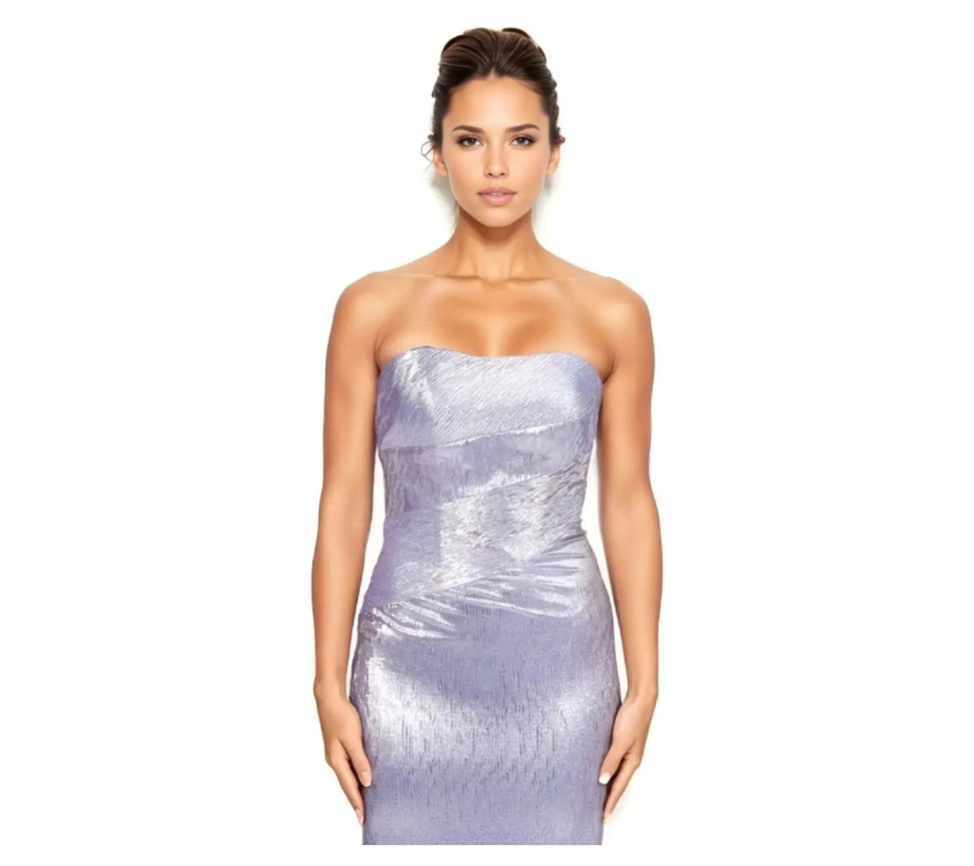 Rene by Rene Ruiz Collection Metallic StraplessGown - QVC.com