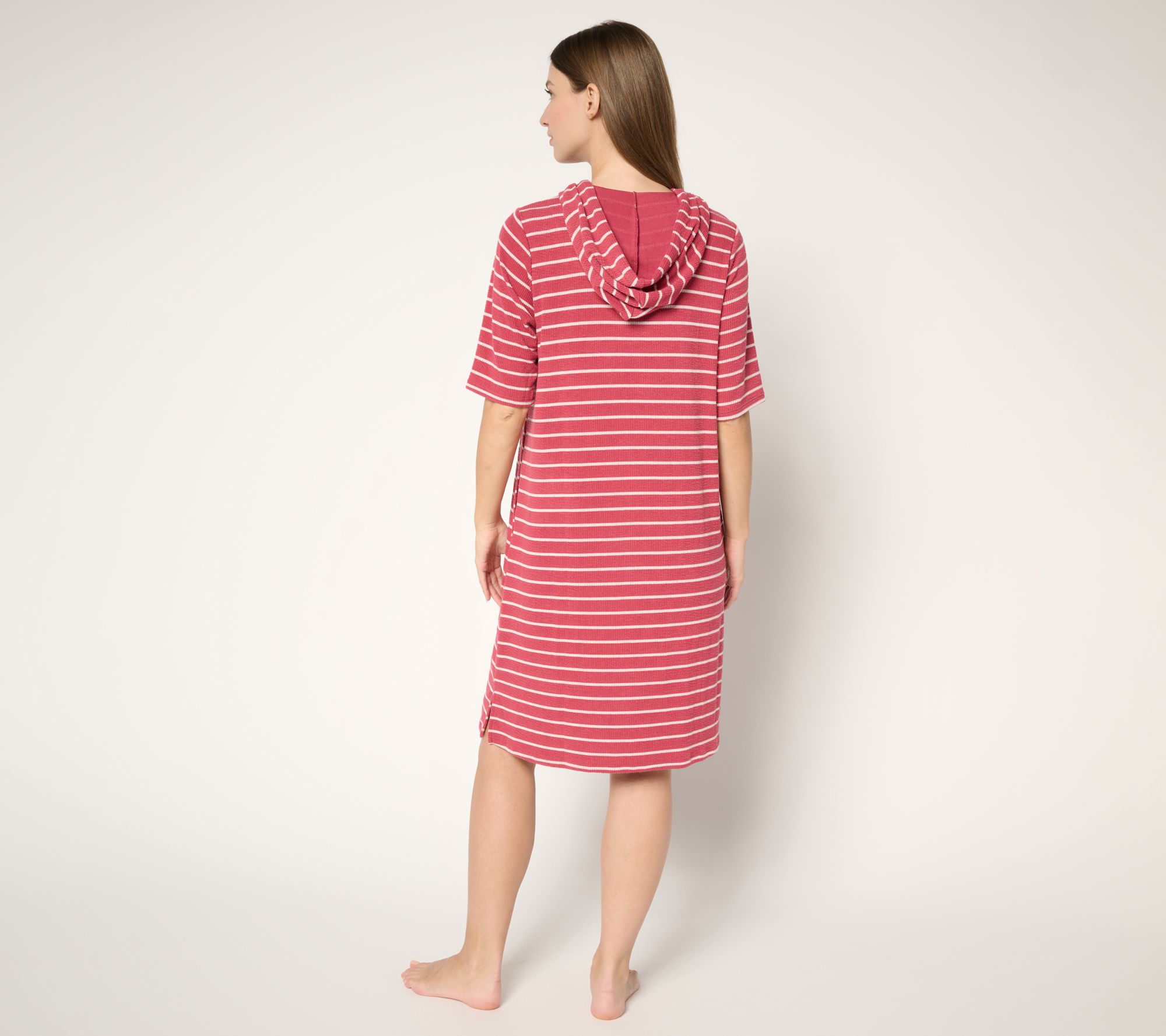 "As Is" Stan Herman Stripe Double Knit Crinkle Rib Zip Lounger - QVC.com