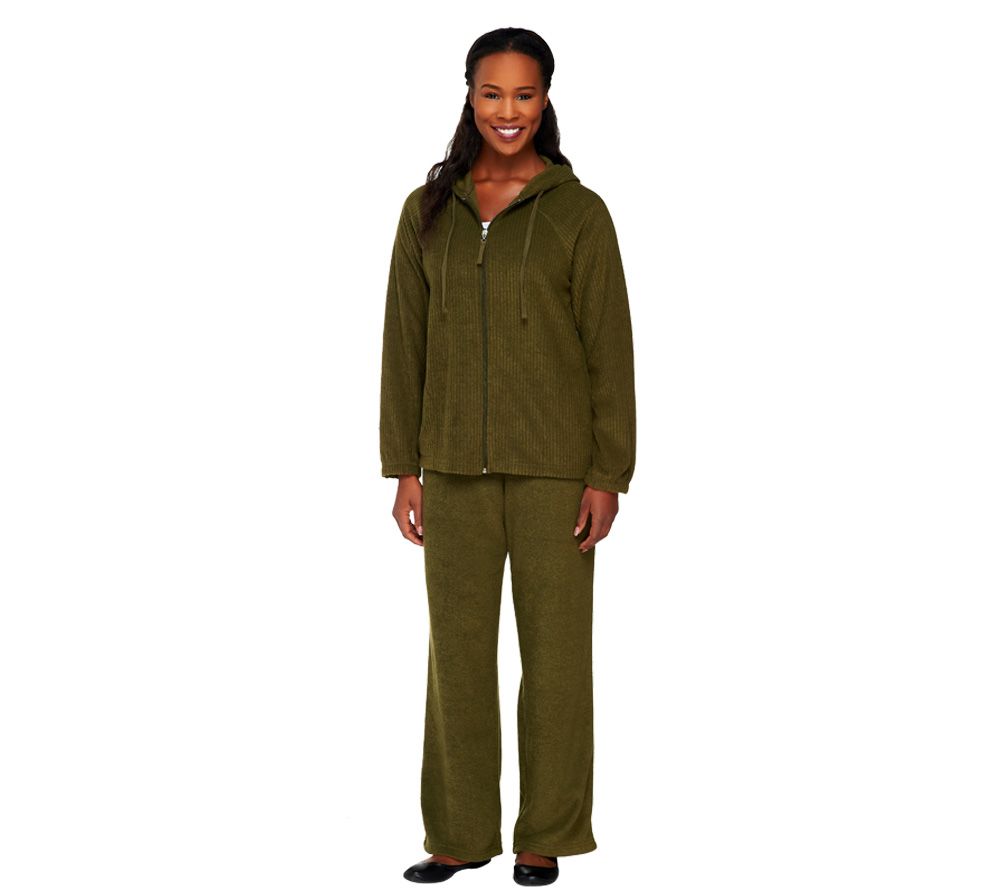 Stan Herman Brushed Back Terry 2-pc. Hooded Lounge Set - QVC.com