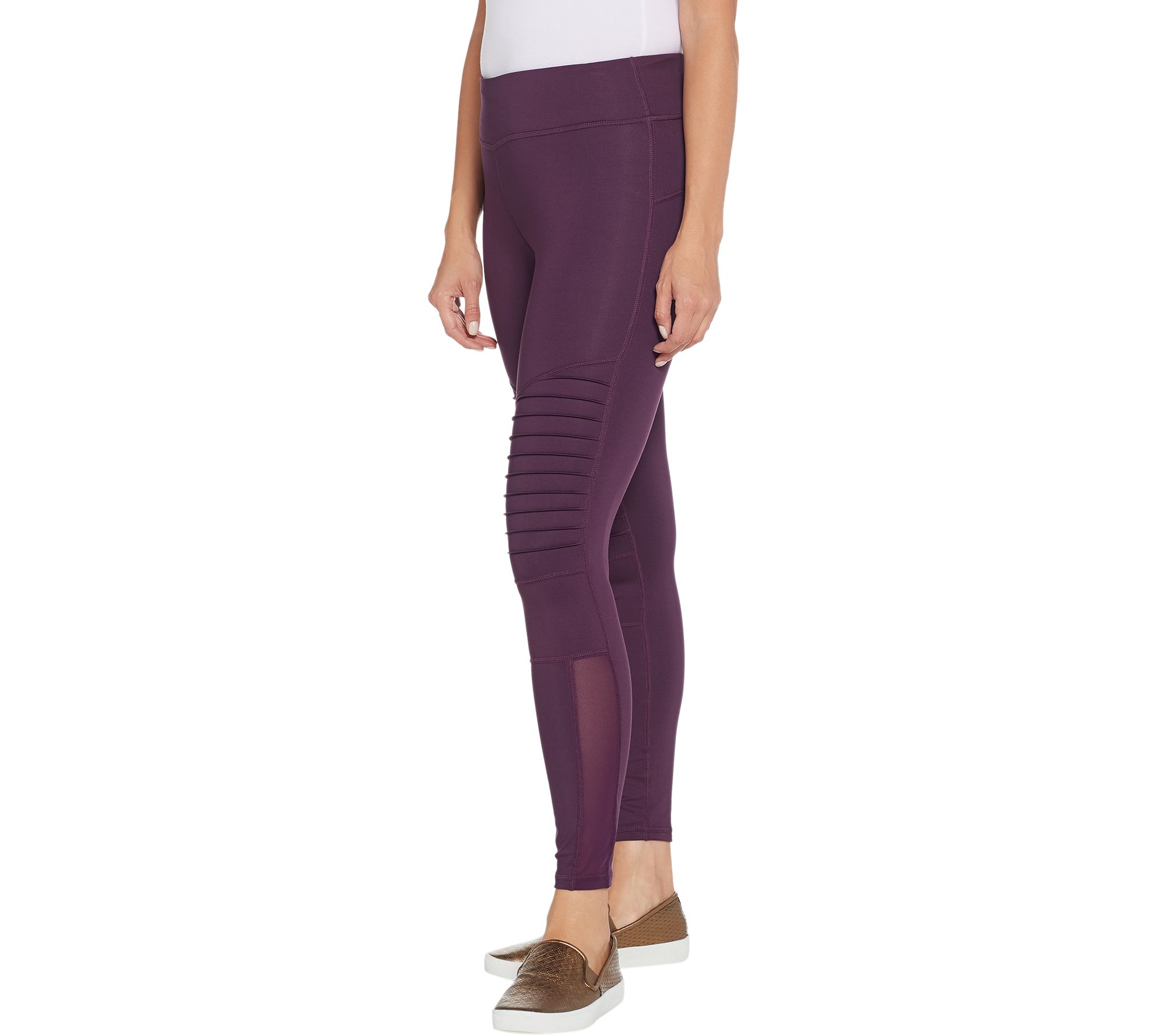 Susan Lucci Collection Moto Leggings with Mesh Inserts - QVC.com