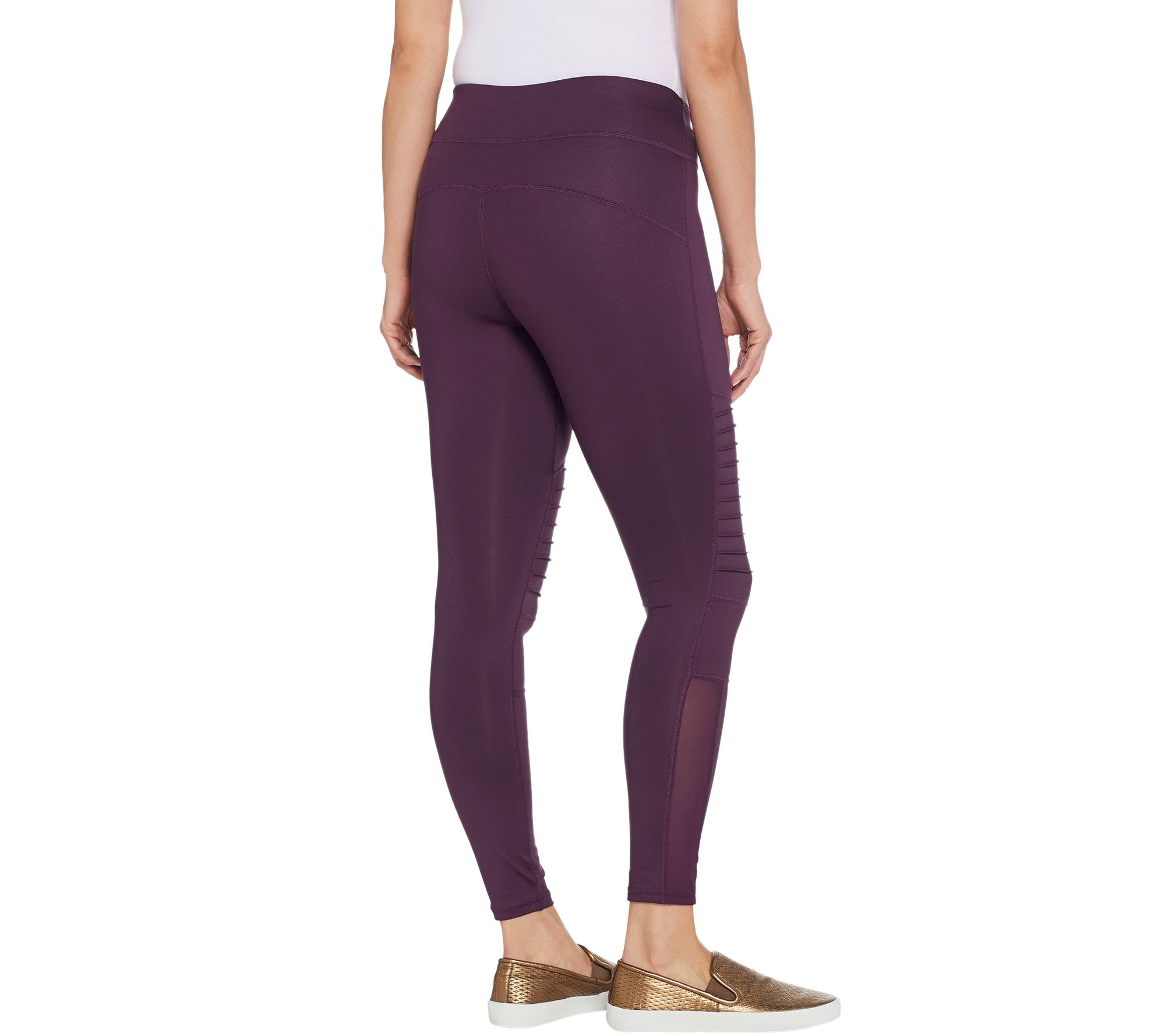 Susan Lucci Collection Moto Leggings with Mesh Inserts - QVC.com