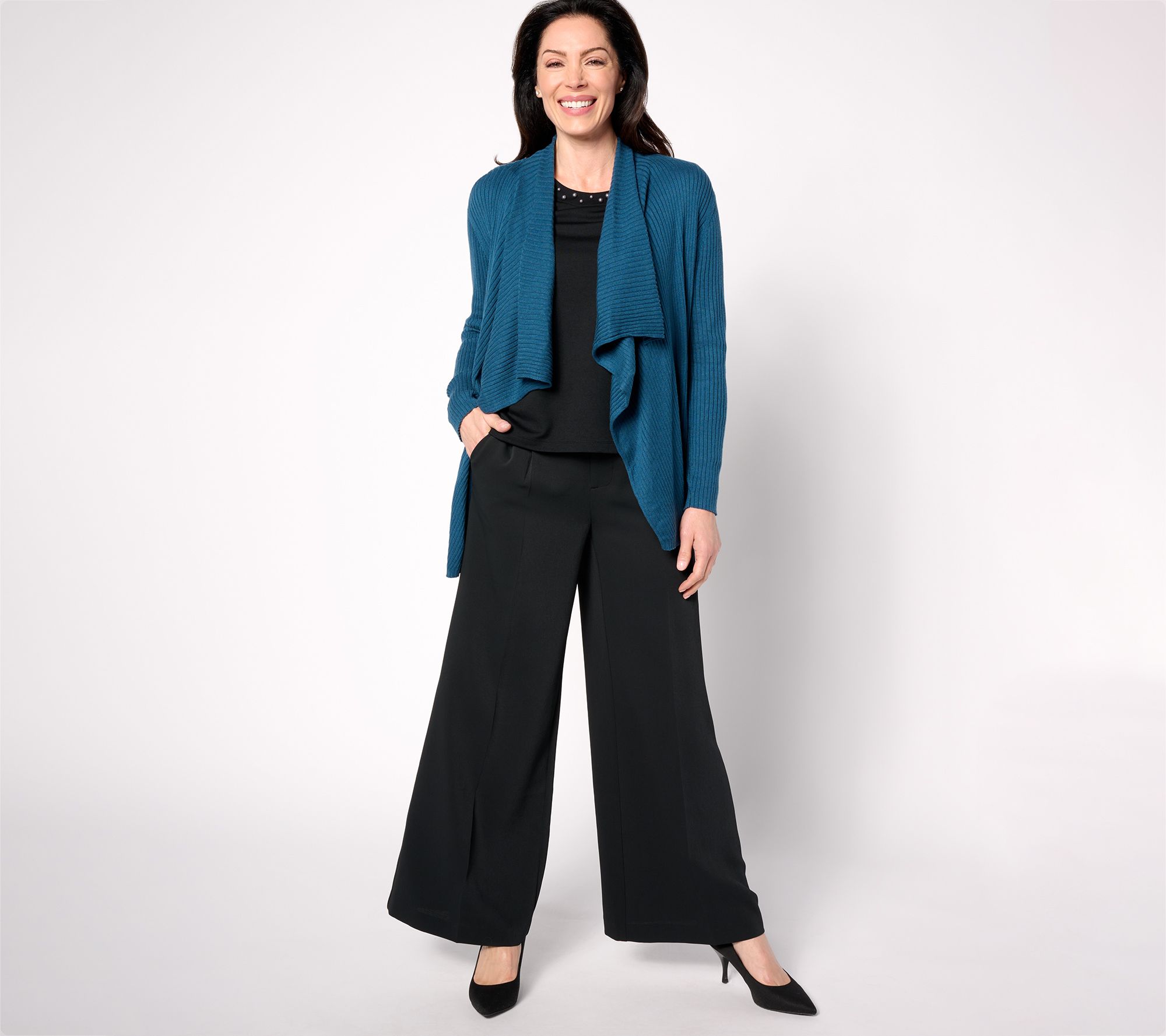 "As Is" BEAUTIFUL by Lawrence Zarian The Kelly Reg Draped Cardigan - QVC.com