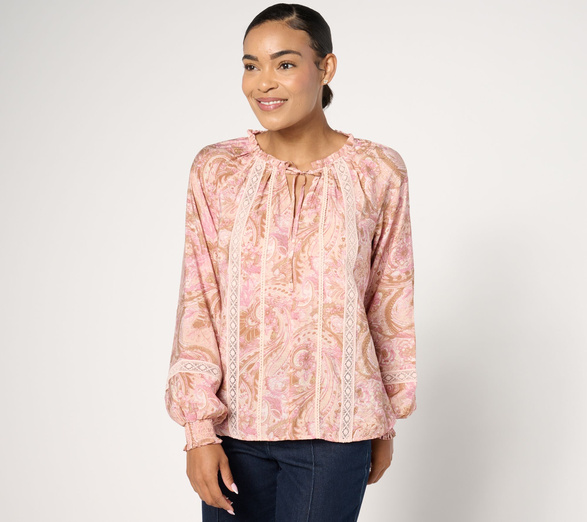 Me by Jennie Garth Eleanor Woven Blouse with Ruffle Detail - QVC.com