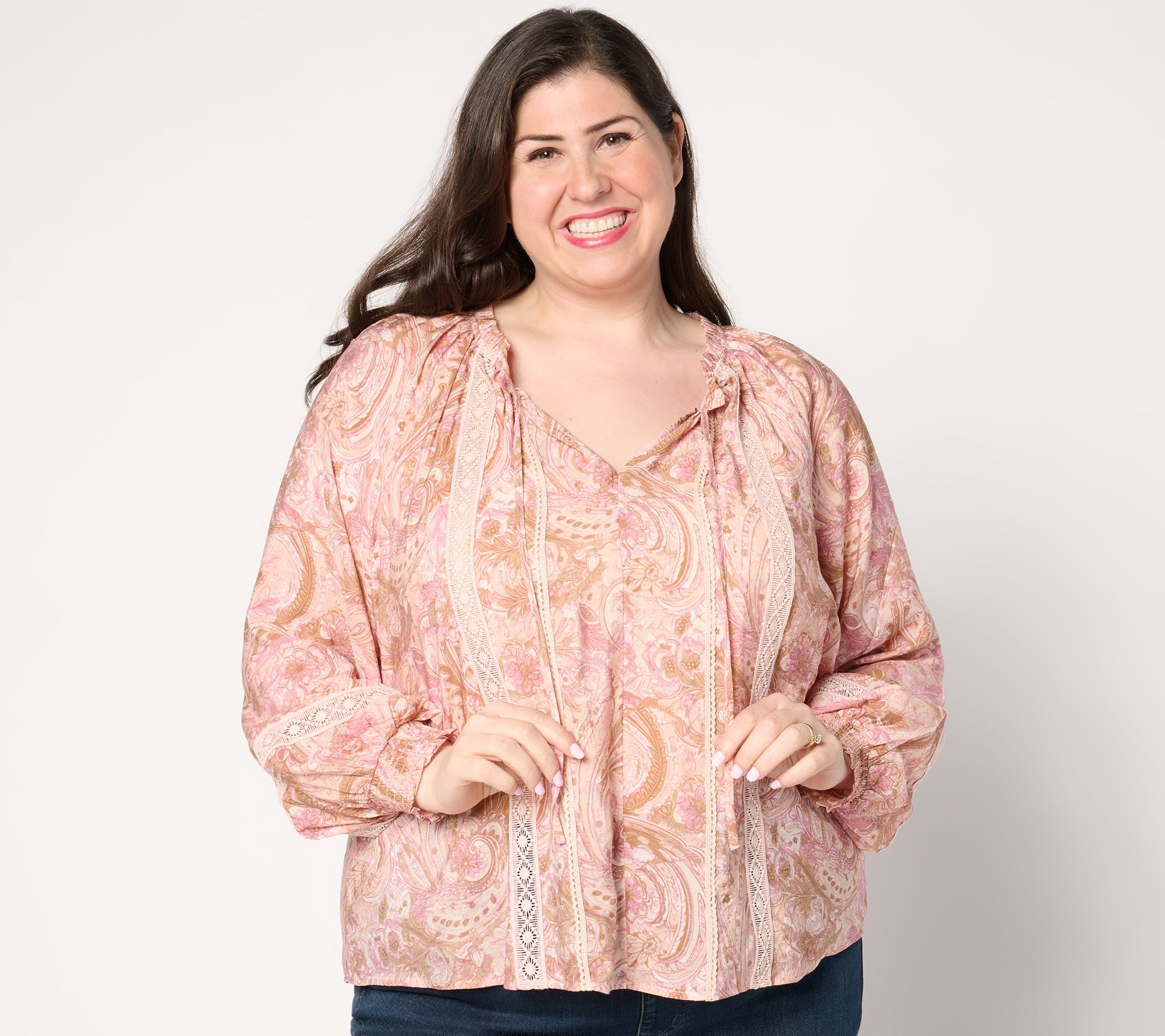 Me by Jennie Garth Eleanor Woven Blouse with Ruffle Detail - QVC.com