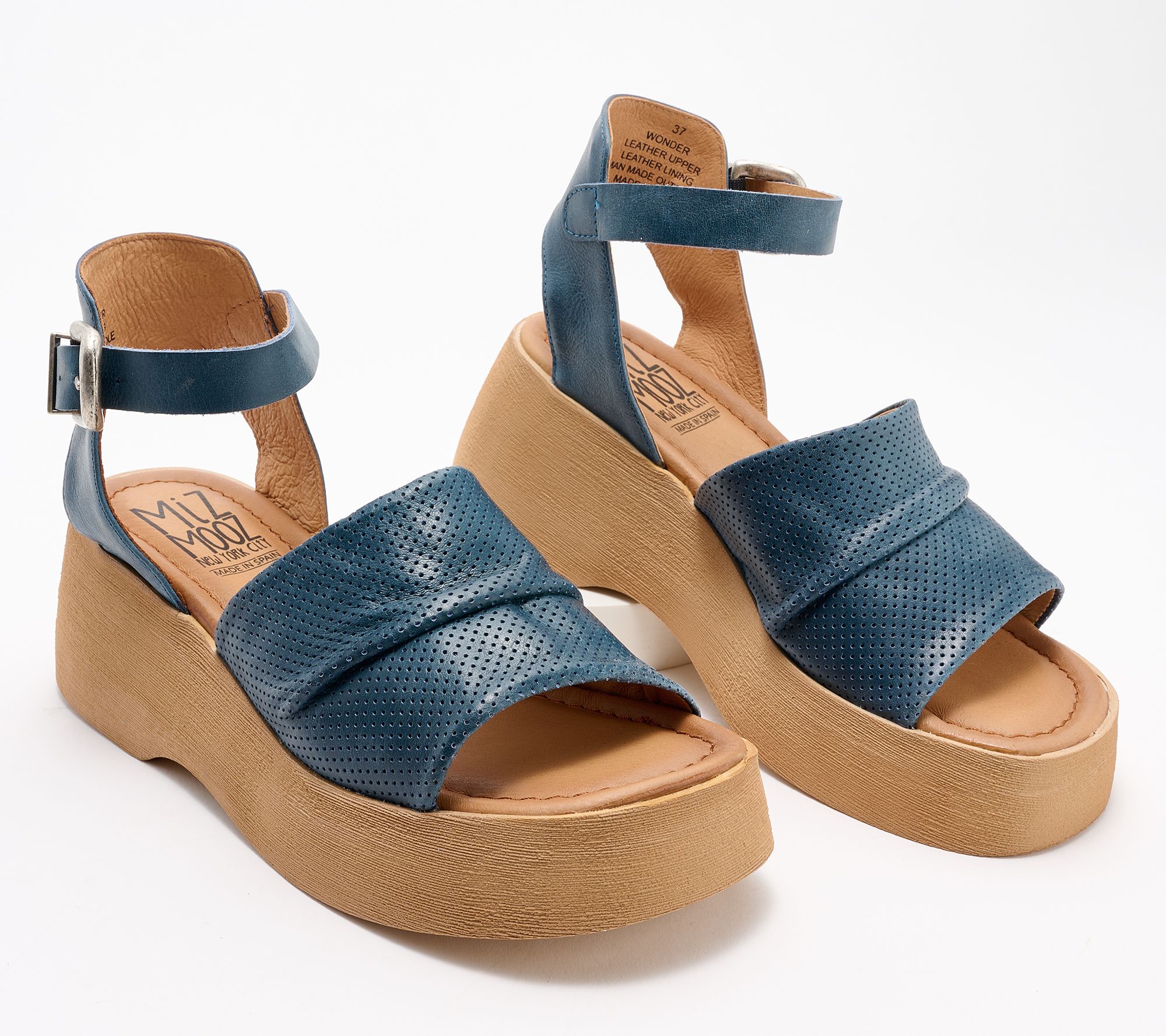 "As Is" Miz Mooz Leather Platform Sandals - Wonder - QVC.com