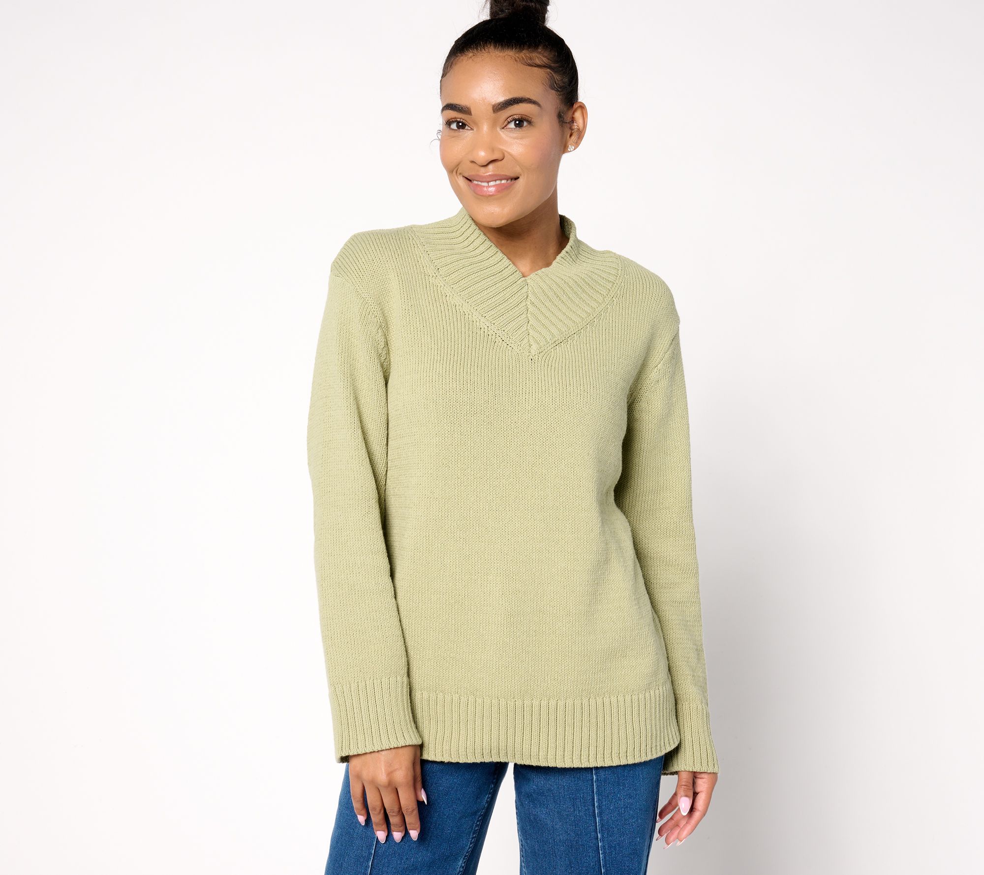 "As Is" Peace Love World Wide Rib V-Neck Pullover Sweater - QVC.com