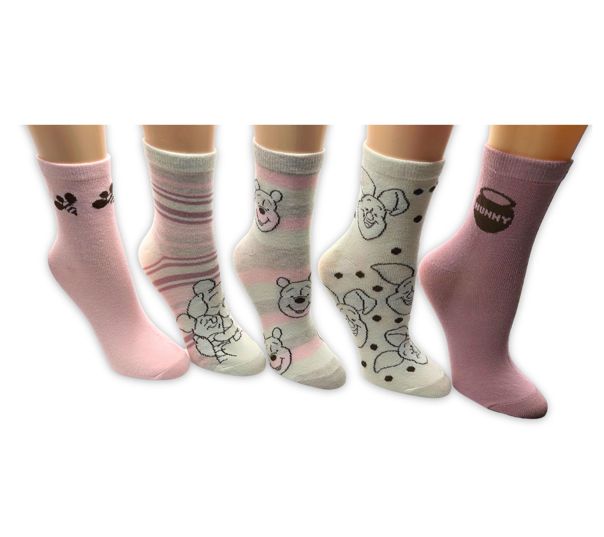 Winnie The Pooh Ladies' Set of 5 Character Capri Sock Set - QVC.com
