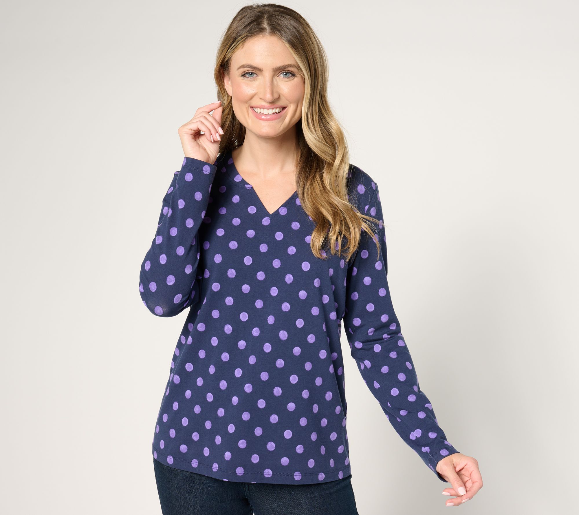"As Is" Sport Savvy Mixed Print Jersey Long Sleeve Top - QVC.com