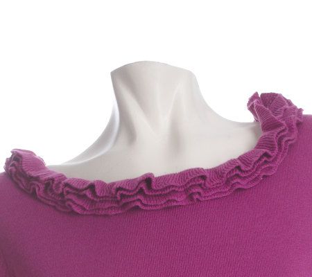 Dialogue Silk Cotton Cashmere Tunic with Ruffle Neckline - QVC.com