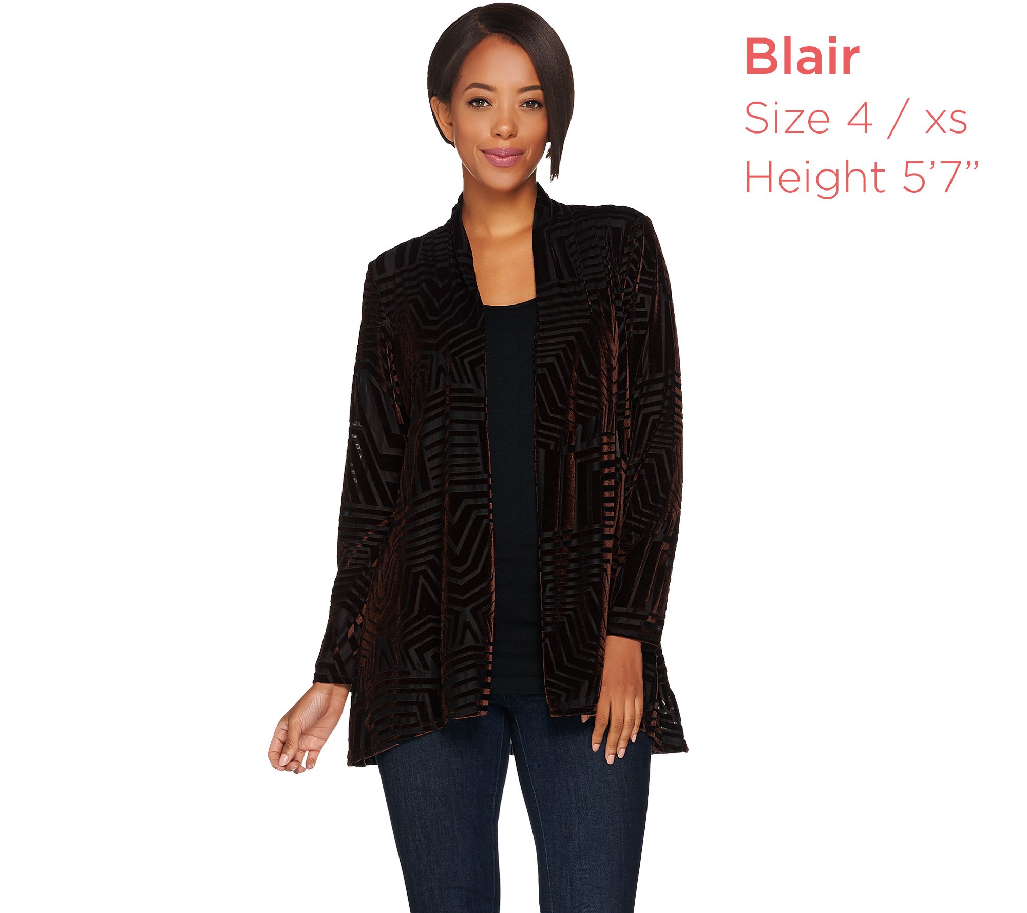 Susan Graver Burnout Velvet Long Sleeve Cardigan - QVC.com