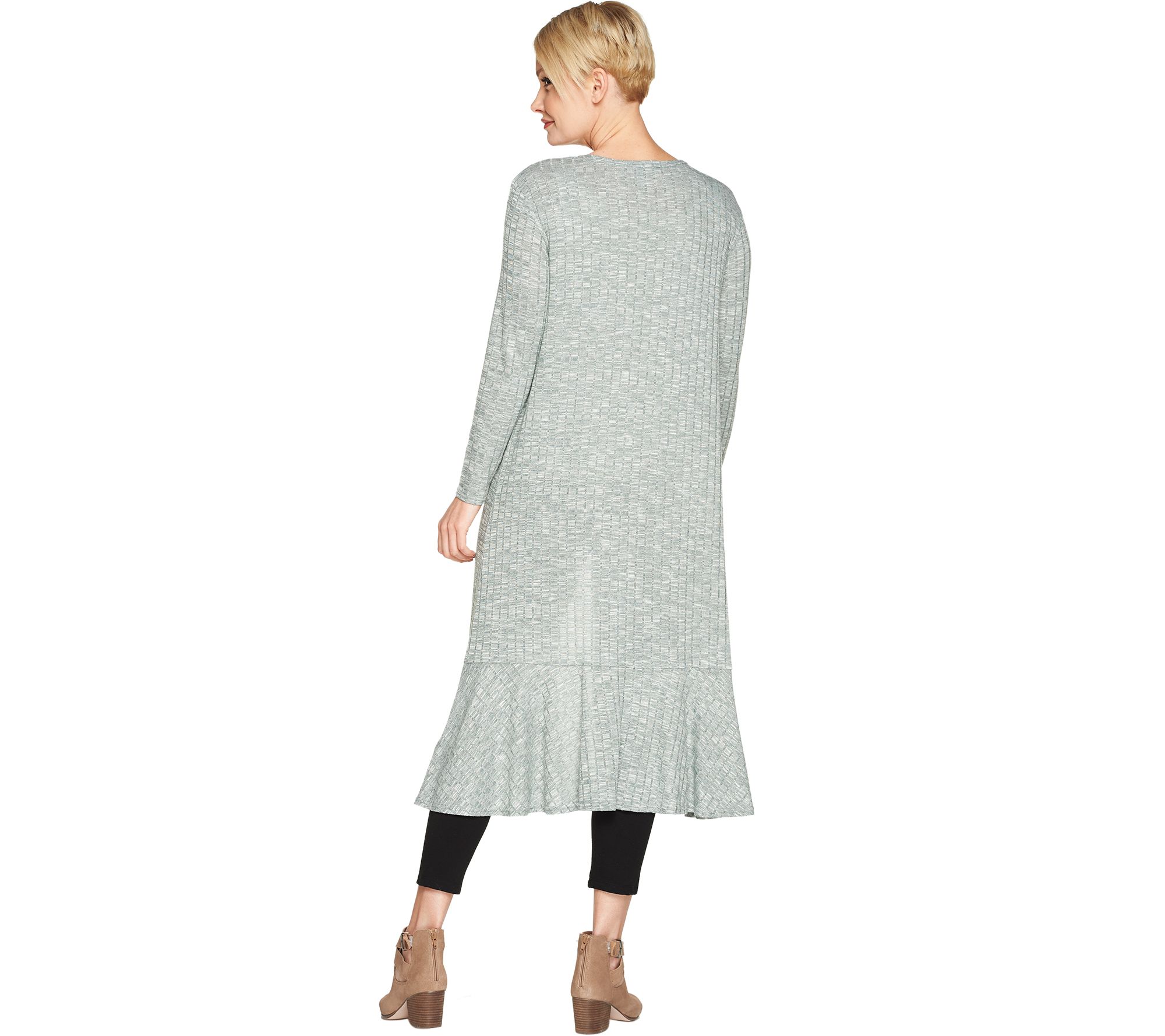 "As Is" Lisa Rinna Collection Knit Duster with Ruffle Hemline - QVC.com