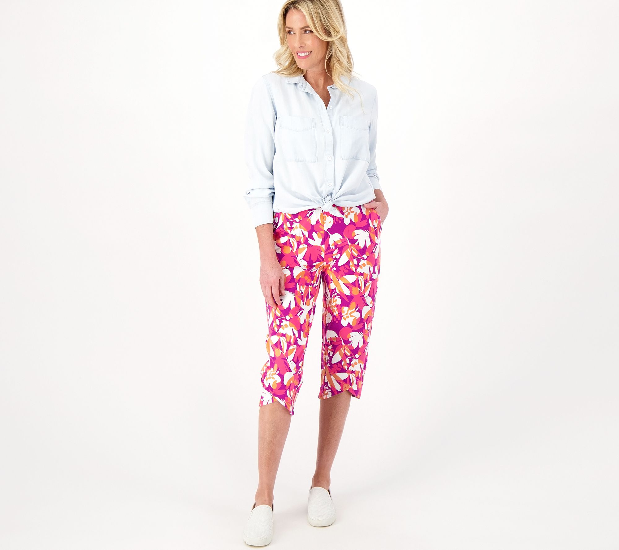 "As Is" Denim & Co. Active French Terry Pull On Capri Pant - QVC.com