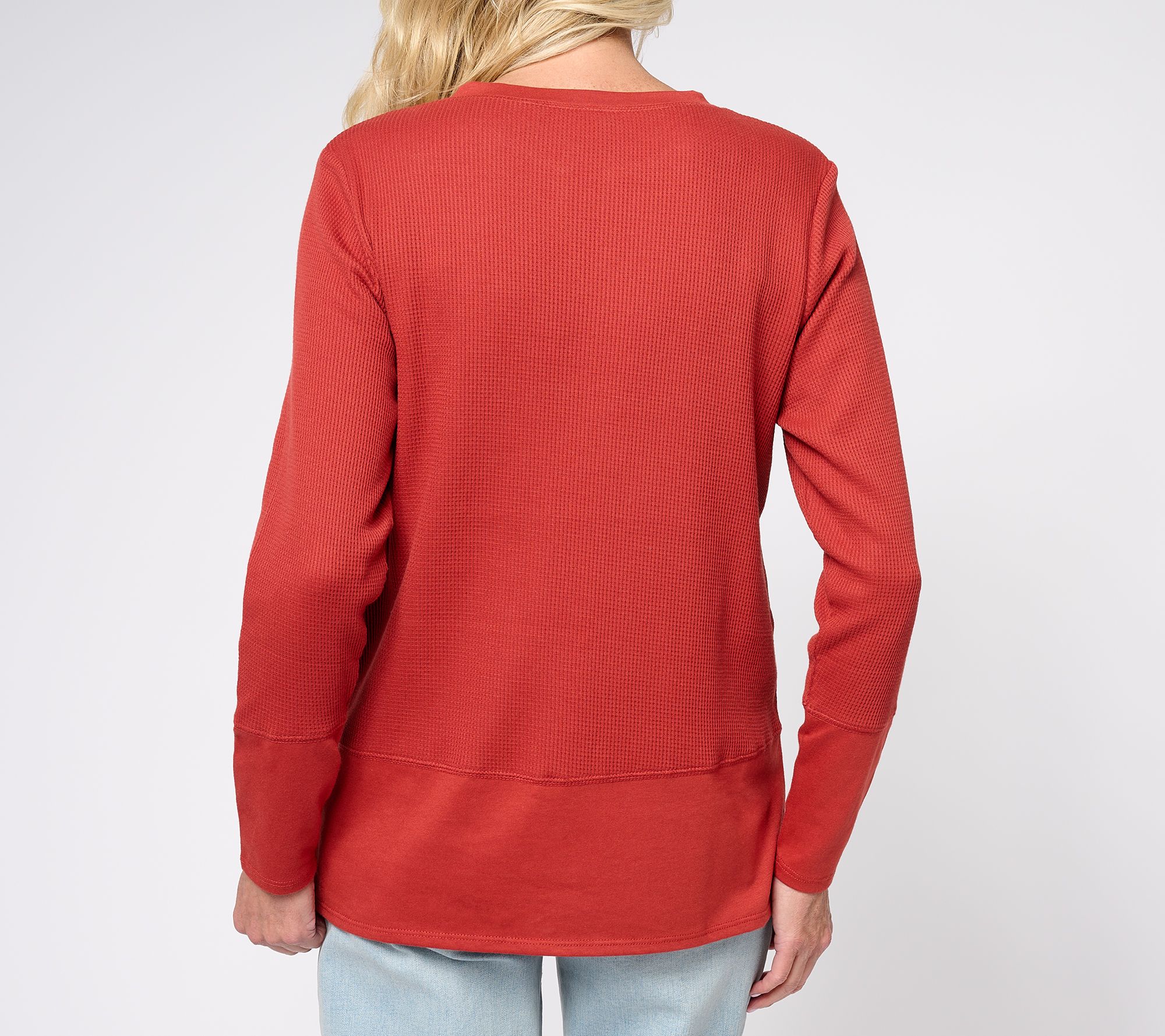 "As Is" Belle by Kim Gravel Mixed Media Split Neck Top - QVC.com