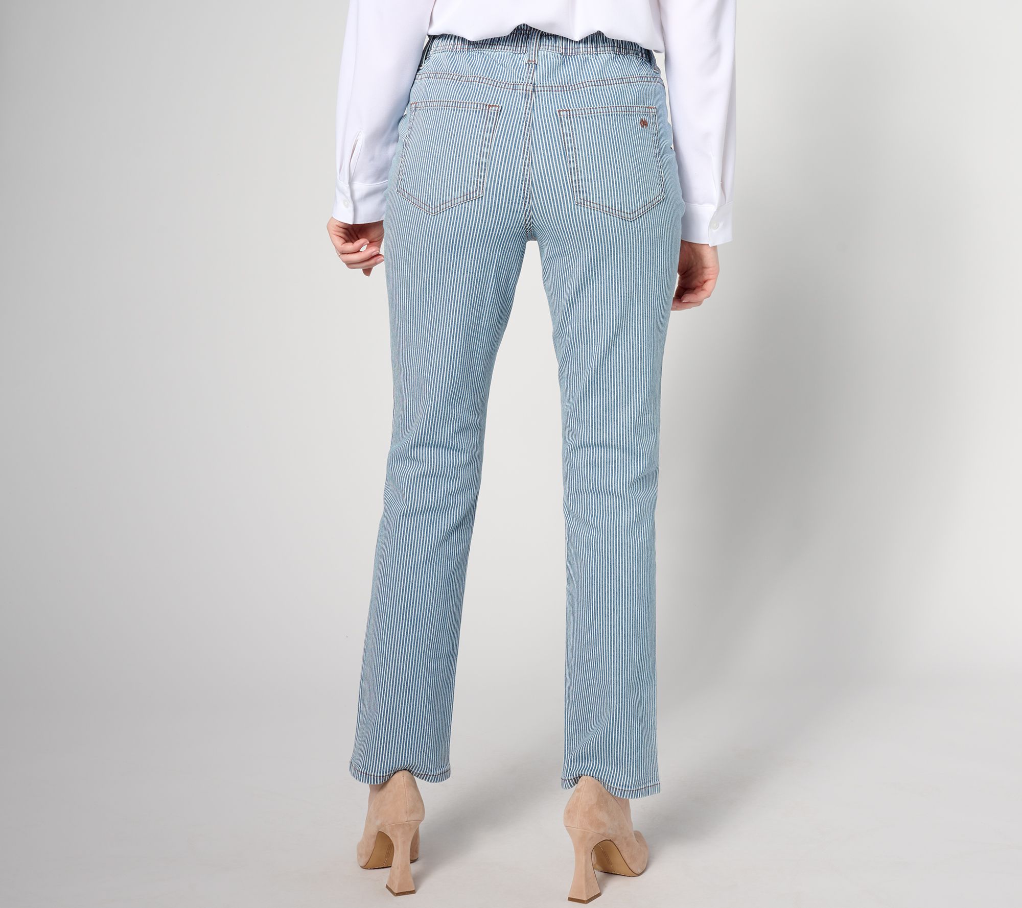 "As Is" Denim & Co. Canyon Retreat Denim Railroad Stripe Paper Bag Jean ...