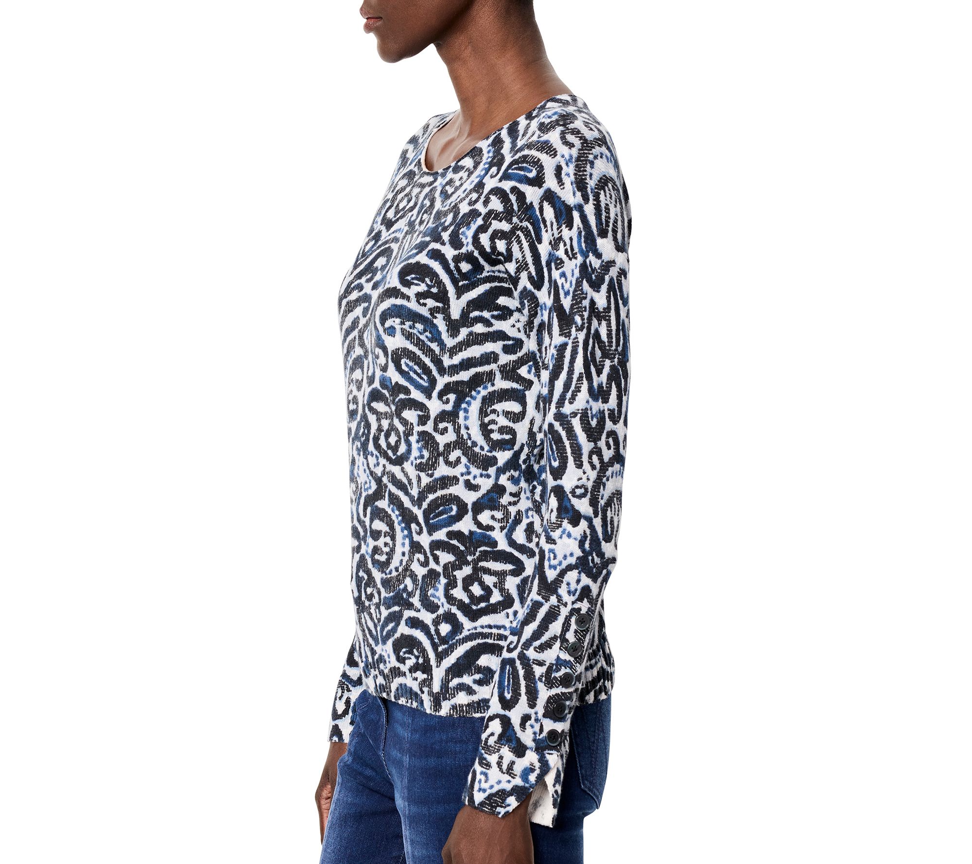 NIC+ZOE Tossed Paisley Supersoft Sweater - QVC.com