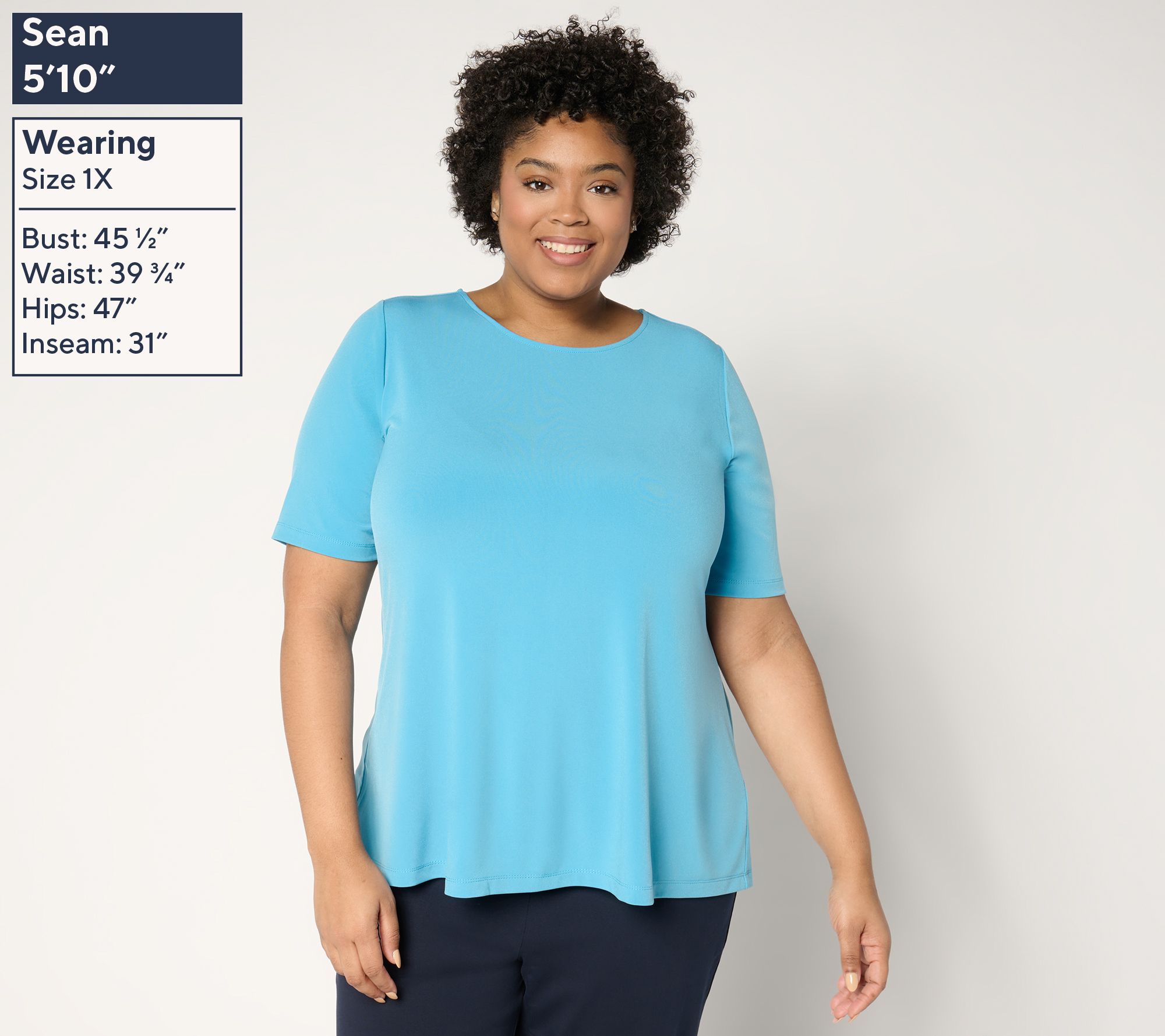 Susan Graver Petite Modern Essentials Liquid Knit A-line Top - QVC.com