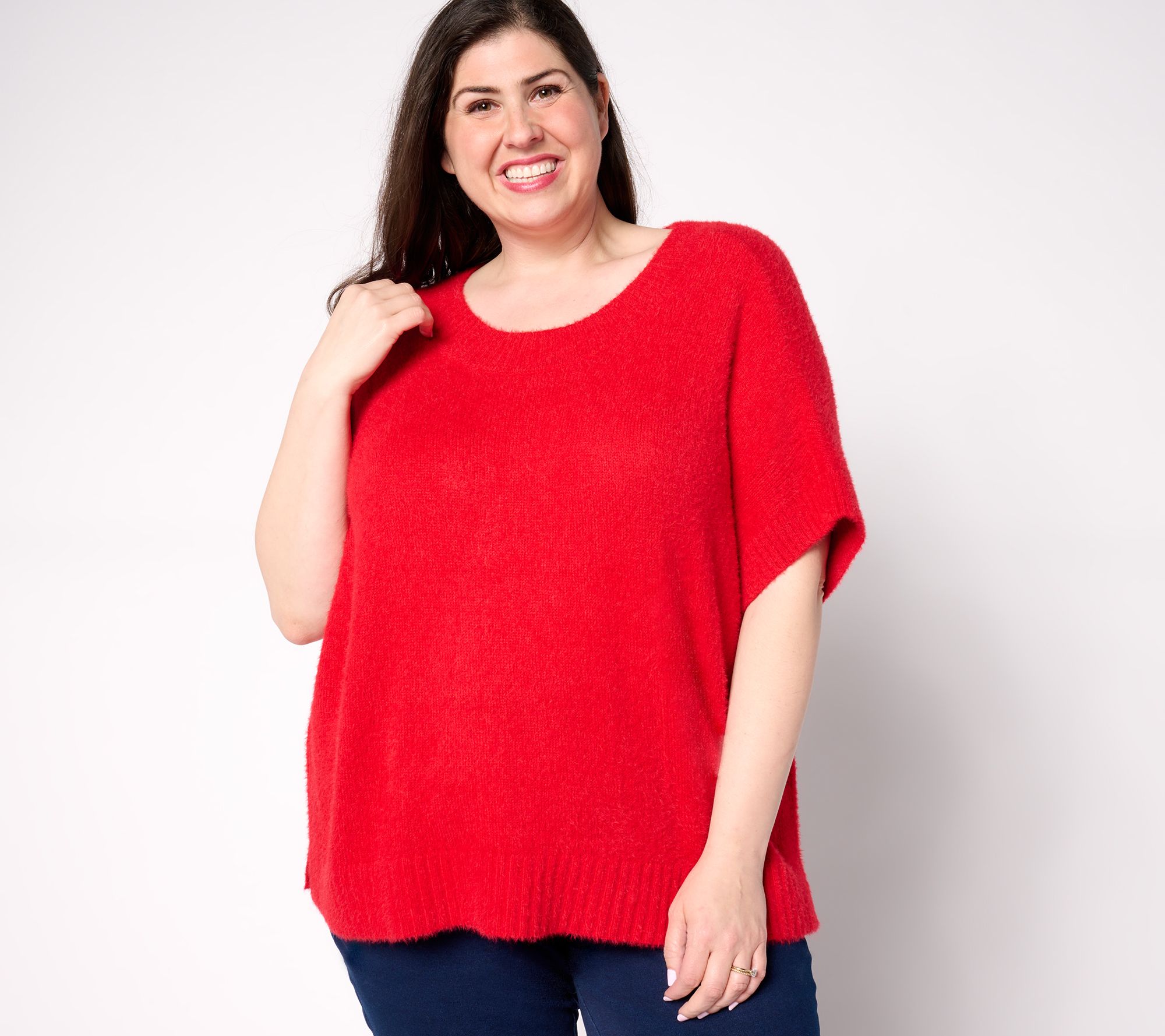 "As Is" Studio Park x Amy Stran Drop Shoulder Fuzzy Sweater - QVC.com