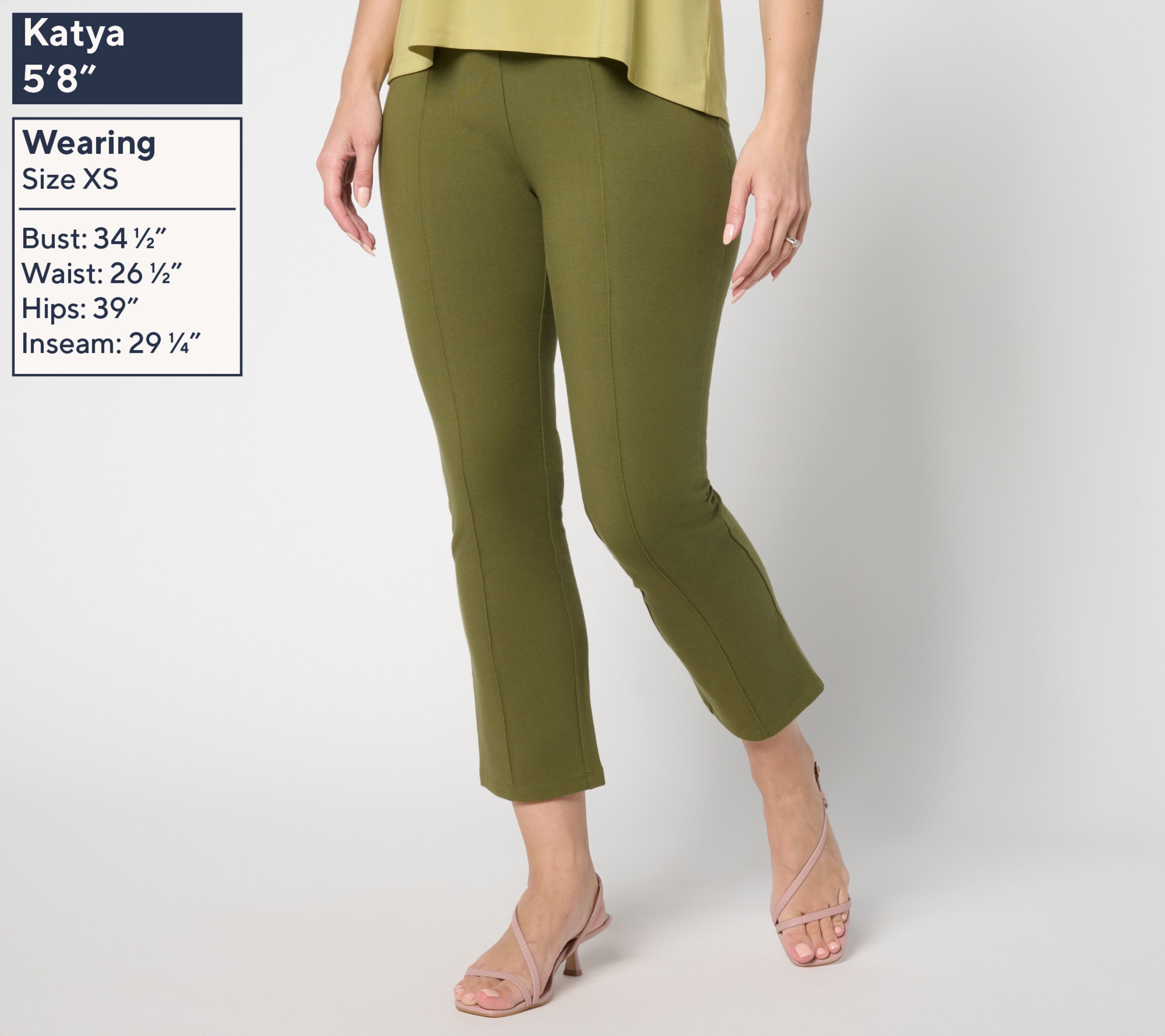 Women with Control Regular Tummy Control 86/14 Straight Leg Crop Pants ...