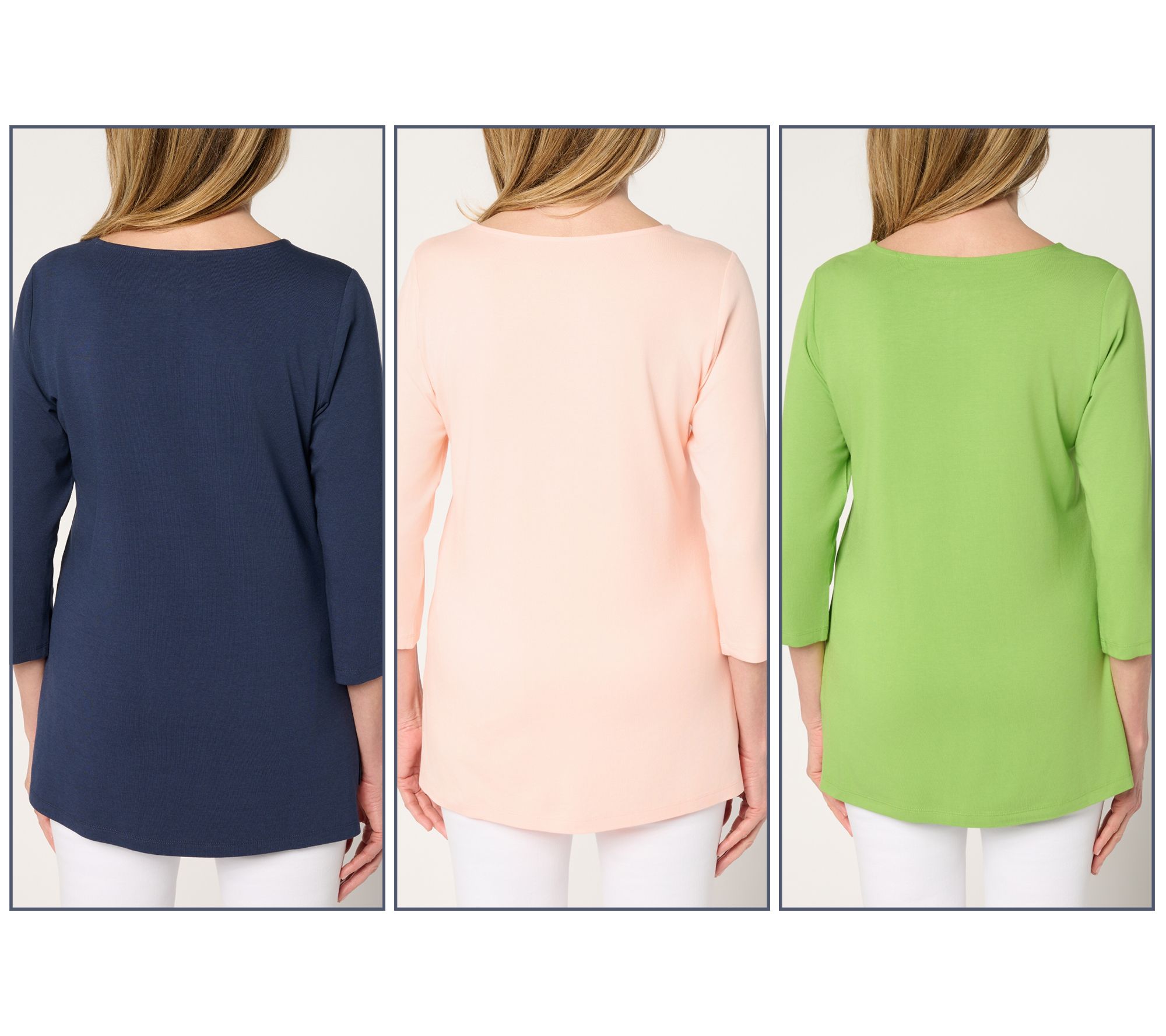 "As Is" Denim & Co. Essentials So Soft Jersey 3-Pack Boat Neck Tops ...