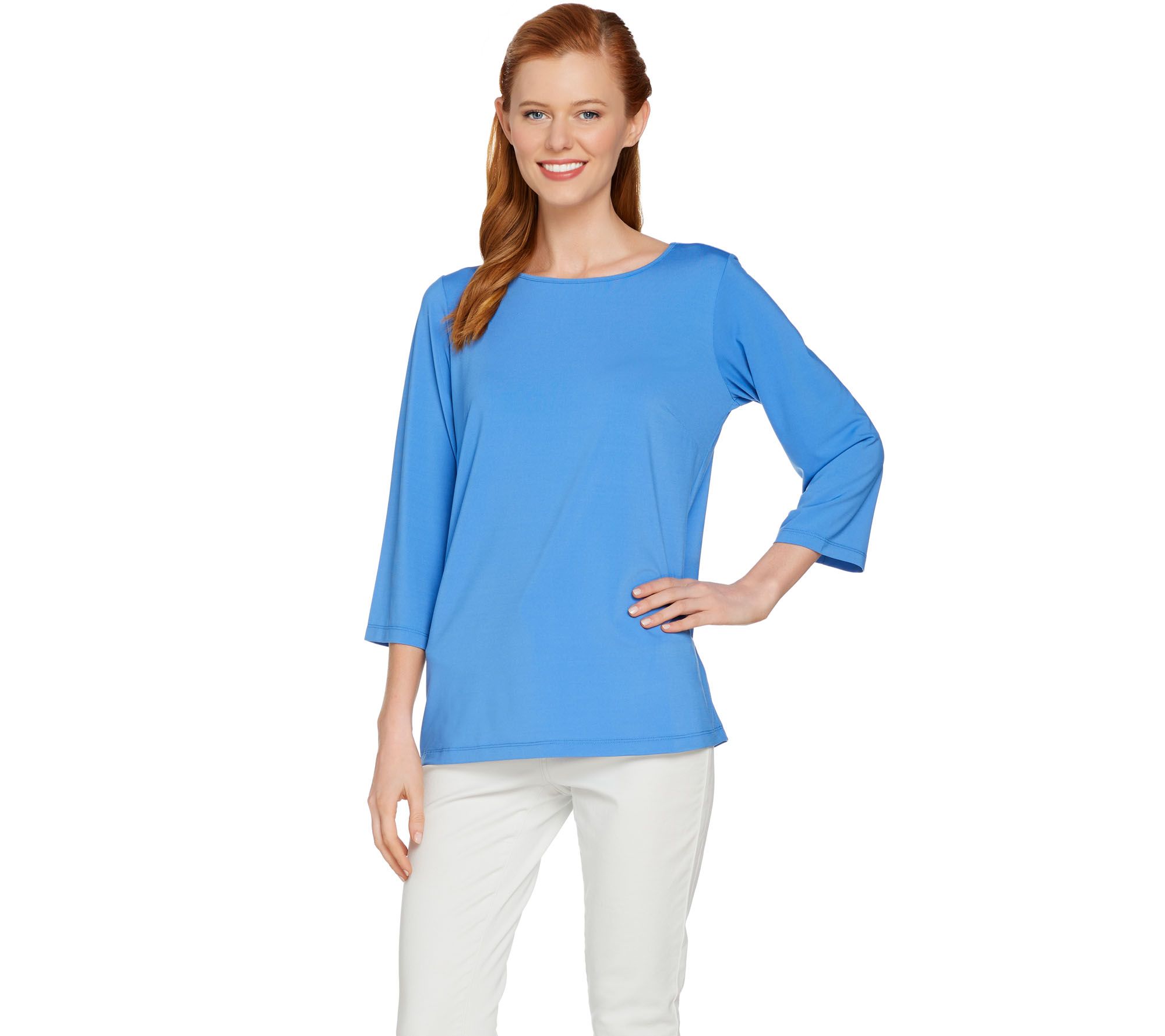 "As Is" Joan Rivers 3/4 Sleeve Top with Pleated Back Detail - QVC.com