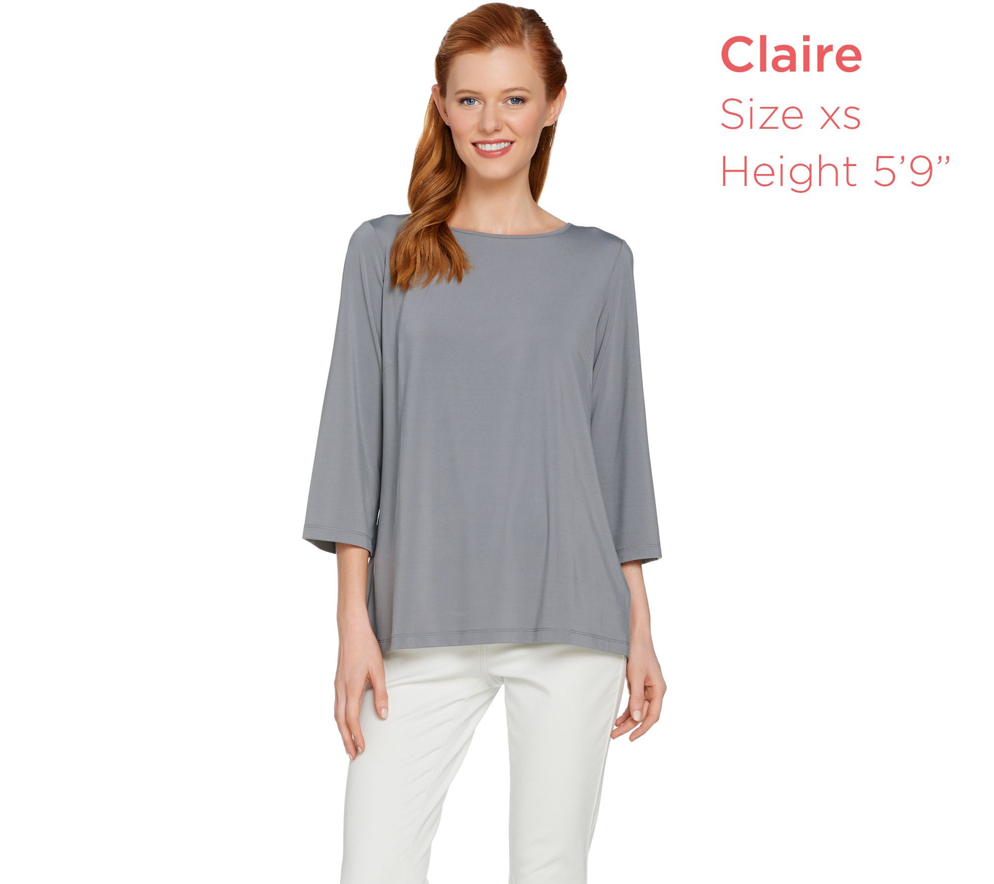 "As Is" Joan Rivers 3/4 Sleeve Top with Pleated Back Detail - QVC.com