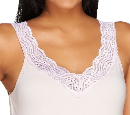 "As Is" Carol Wior Reversible Lace Trim Cami with Midriff Control - QVC.com