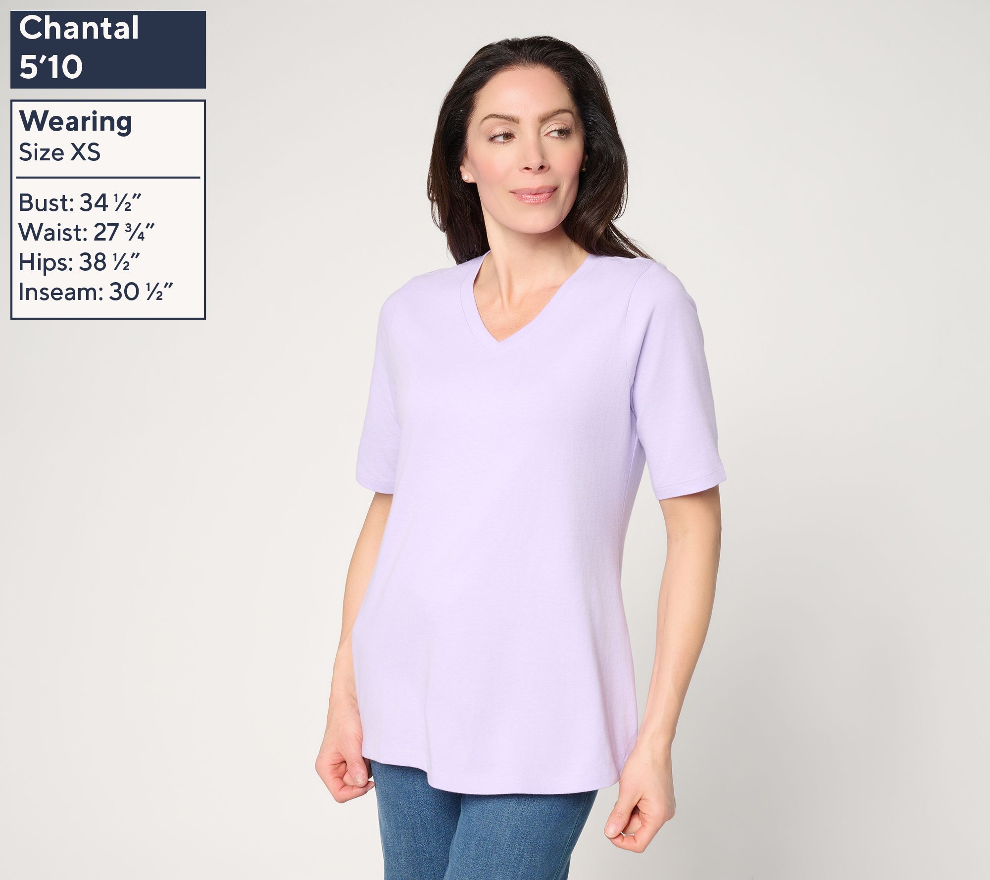 Denim & Co. Essentials Petite True Cotton Jersey V-Neck Tunic - QVC.com