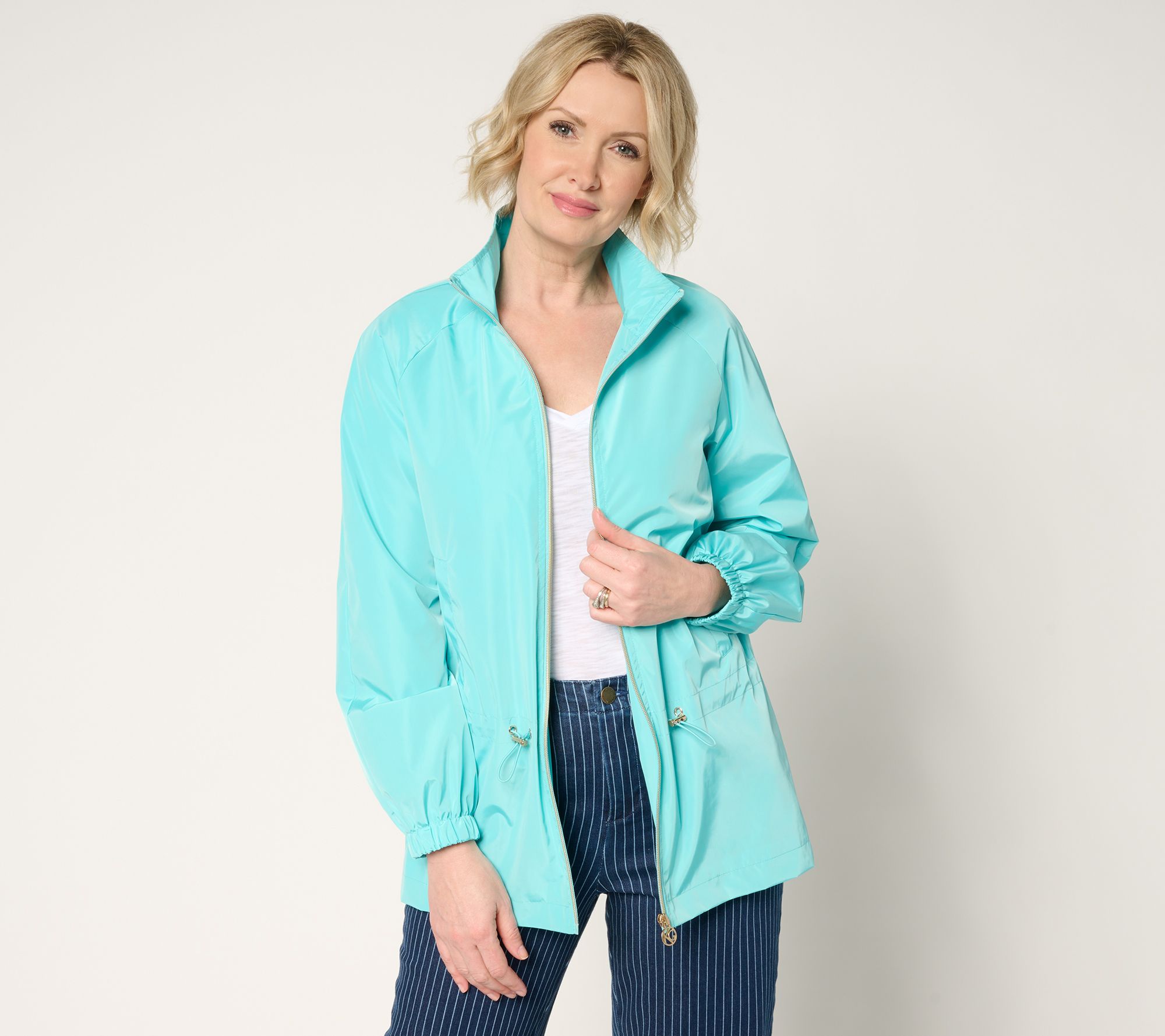 Belle Body by Kim Gravel Raindrop Rebel Gold Zip Jacket - QVC.com