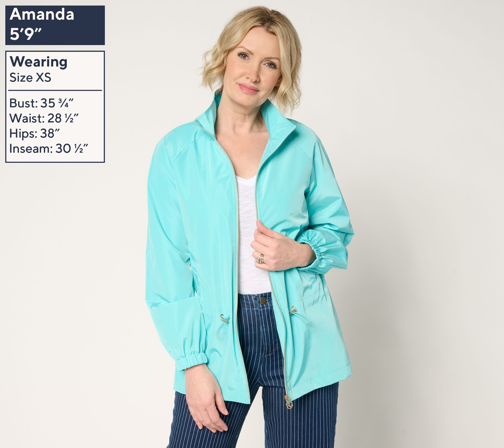 Belle Body by Kim Gravel Raindrop Rebel Gold Zip Jacket - QVC.com