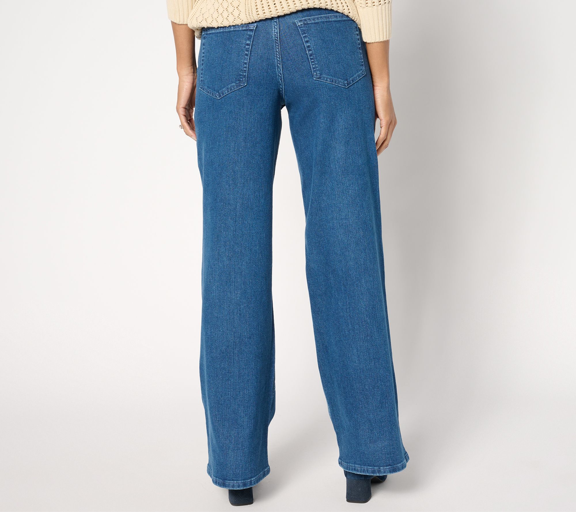 "As Is" Me by Jennie Garth Petite Boston Pintuck Wide Leg Jeans - QVC.com