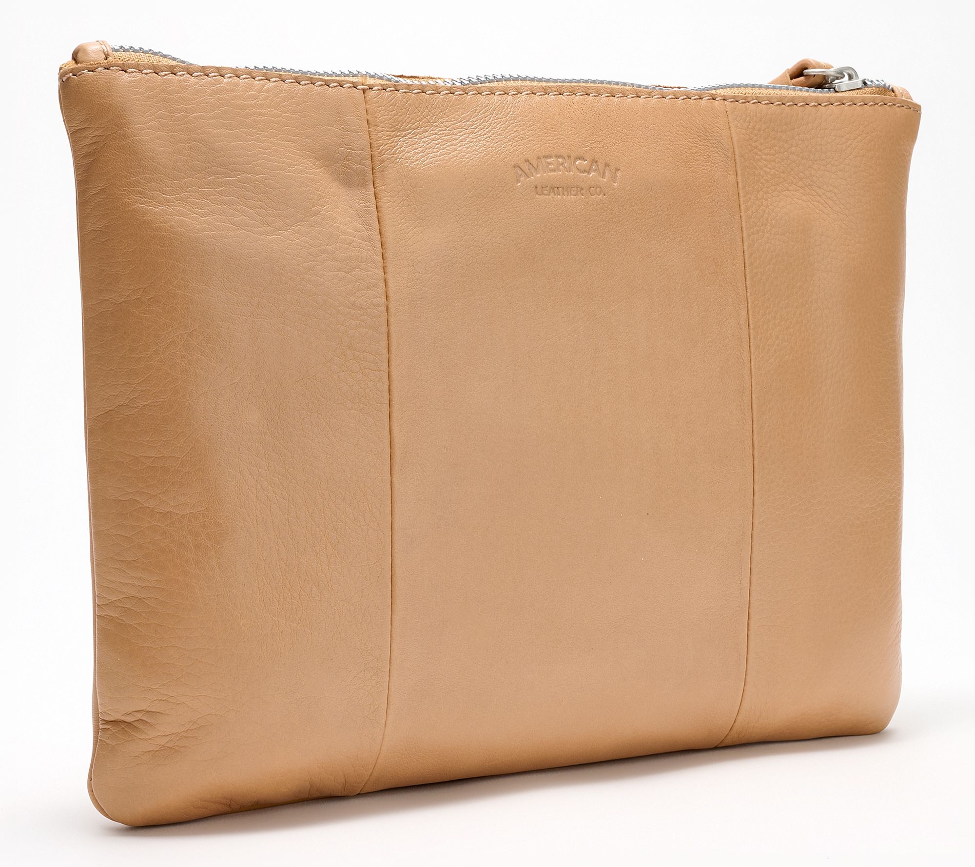 American Leather Co. Dover Leather Monogram Wristlet Pouch - QVC.com
