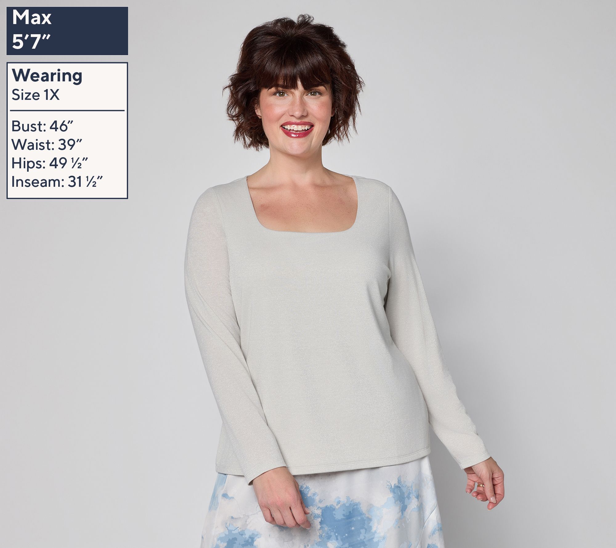 BEAUTIFUL by Lawrence Zarian The Dana Square Neckline Soft Shimmer Top ...