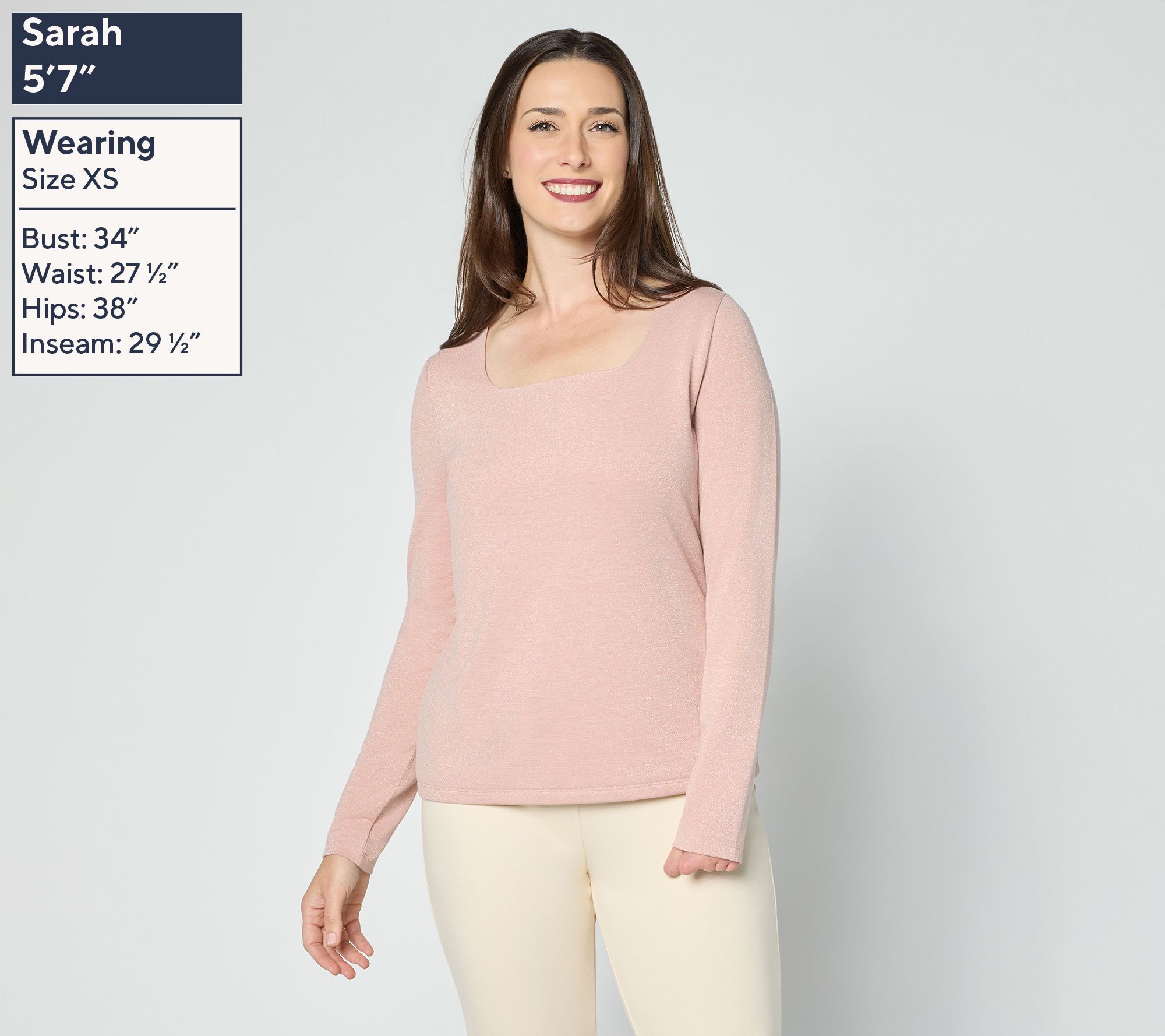 BEAUTIFUL by Lawrence Zarian The Dana Square Neckline Soft Shimmer Top ...