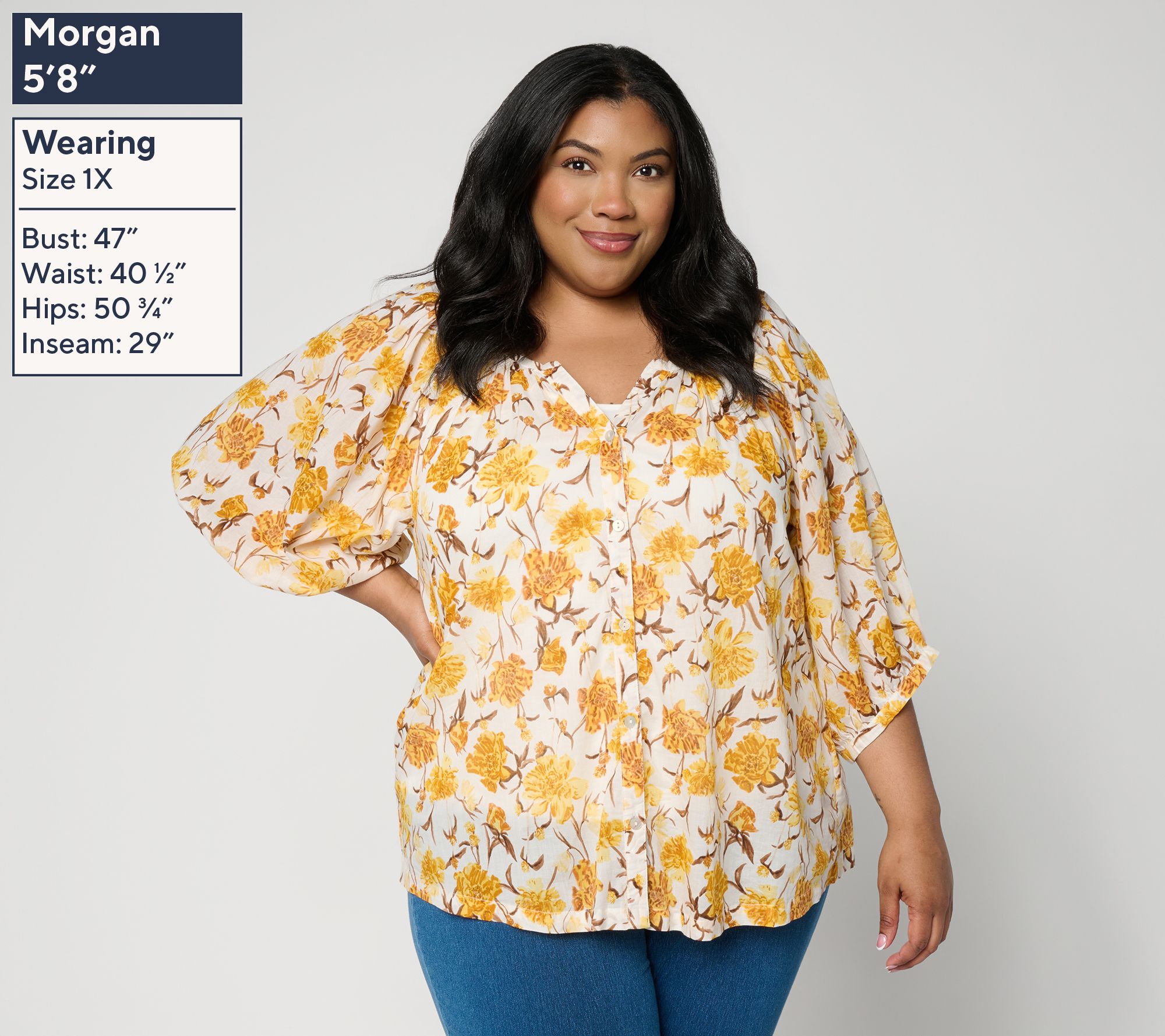 Ree by the Pioneer Woman Split Neck Blouson Sleeve Woven Blouse - QVC.com