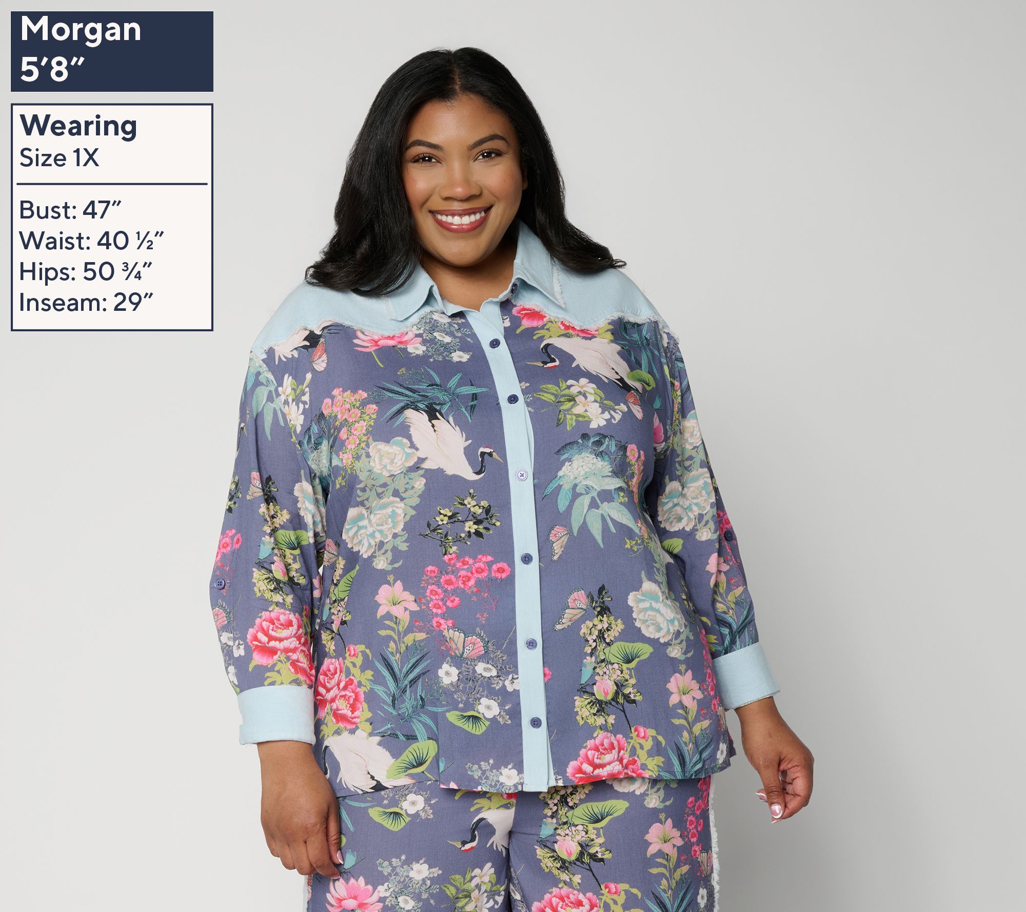 Mally Roncal Pretty in Print Button Up Lola Blouse - QVC.com